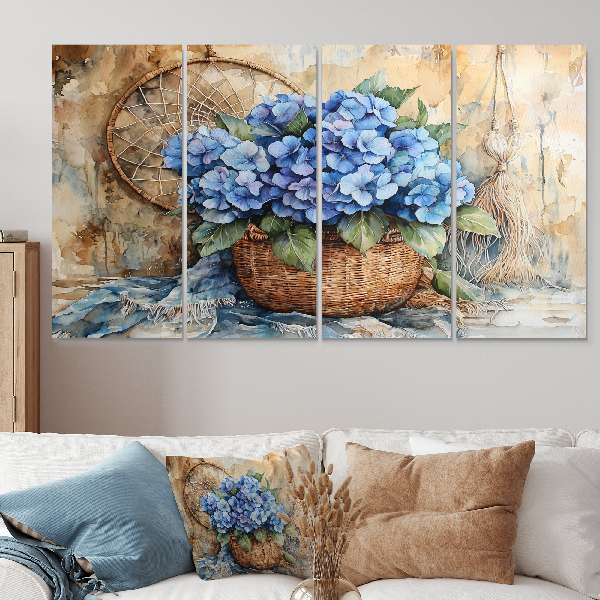 Lark Manor™ Boho Blue Hydrangea Bliss II - Hydrangea Wall Art - Traditional Wall Art Canvas ...
