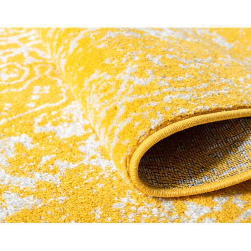 Bungalow Rose Reine Performance Yellow Rug & Reviews | Wayfair