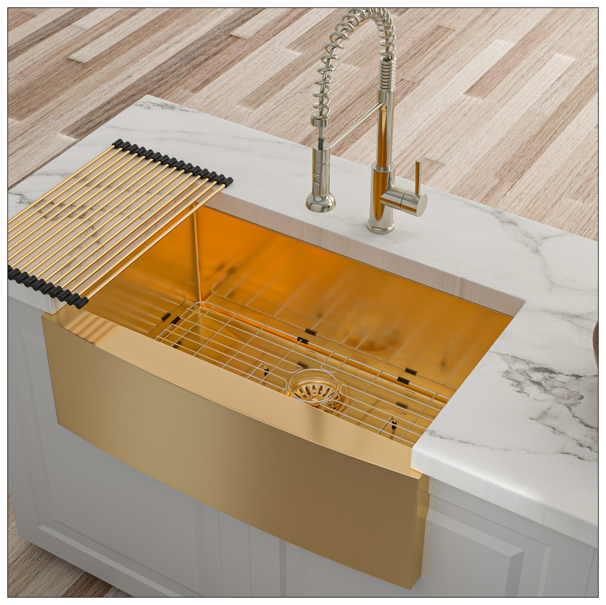 REDmintss 30 Gold Farmhouse Sink - 30 Inch Kitchen Sink Stainless Steel ...