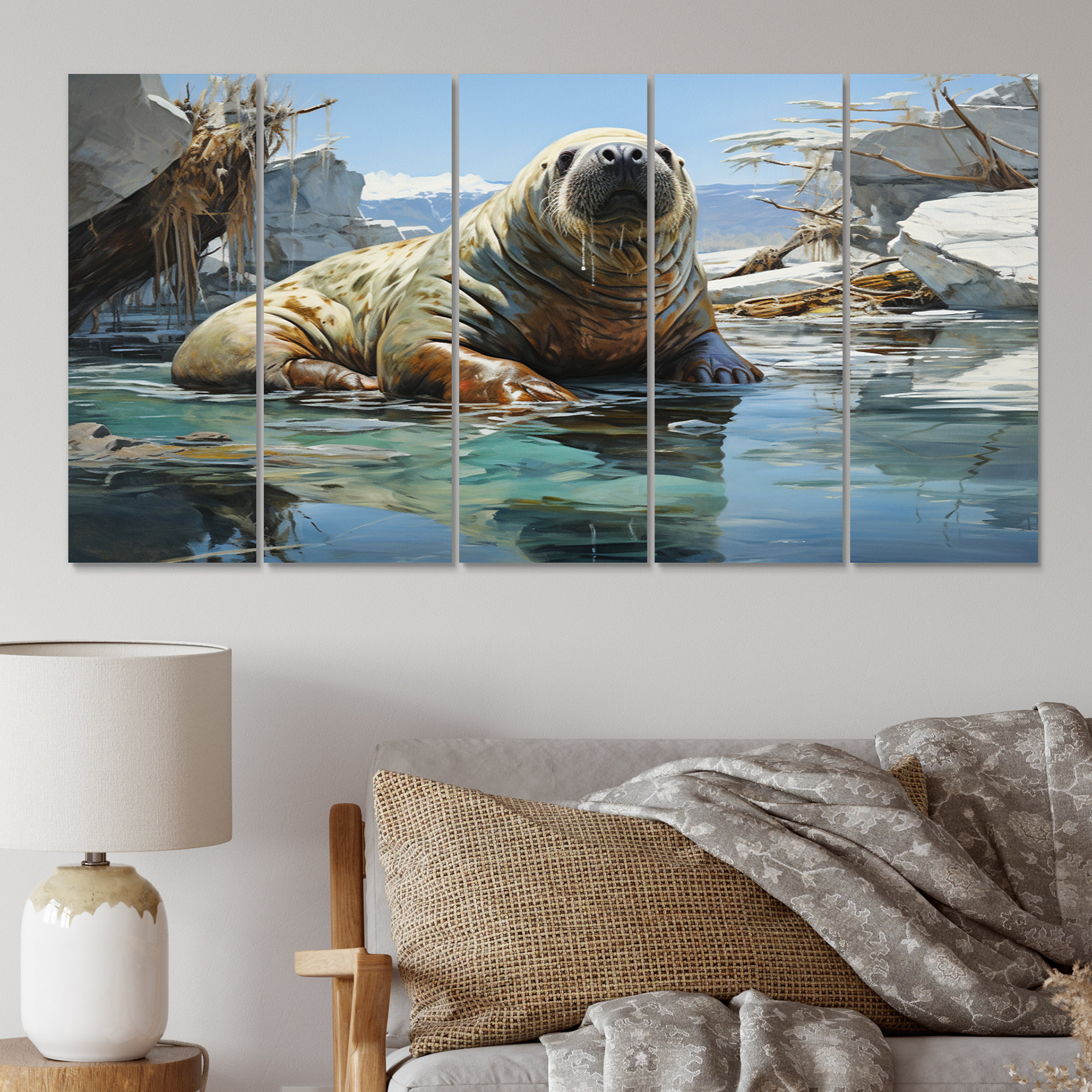 Latitude Run® Walrus Arctic Serenade - Animals Metal Wall Art Set | Wayfair