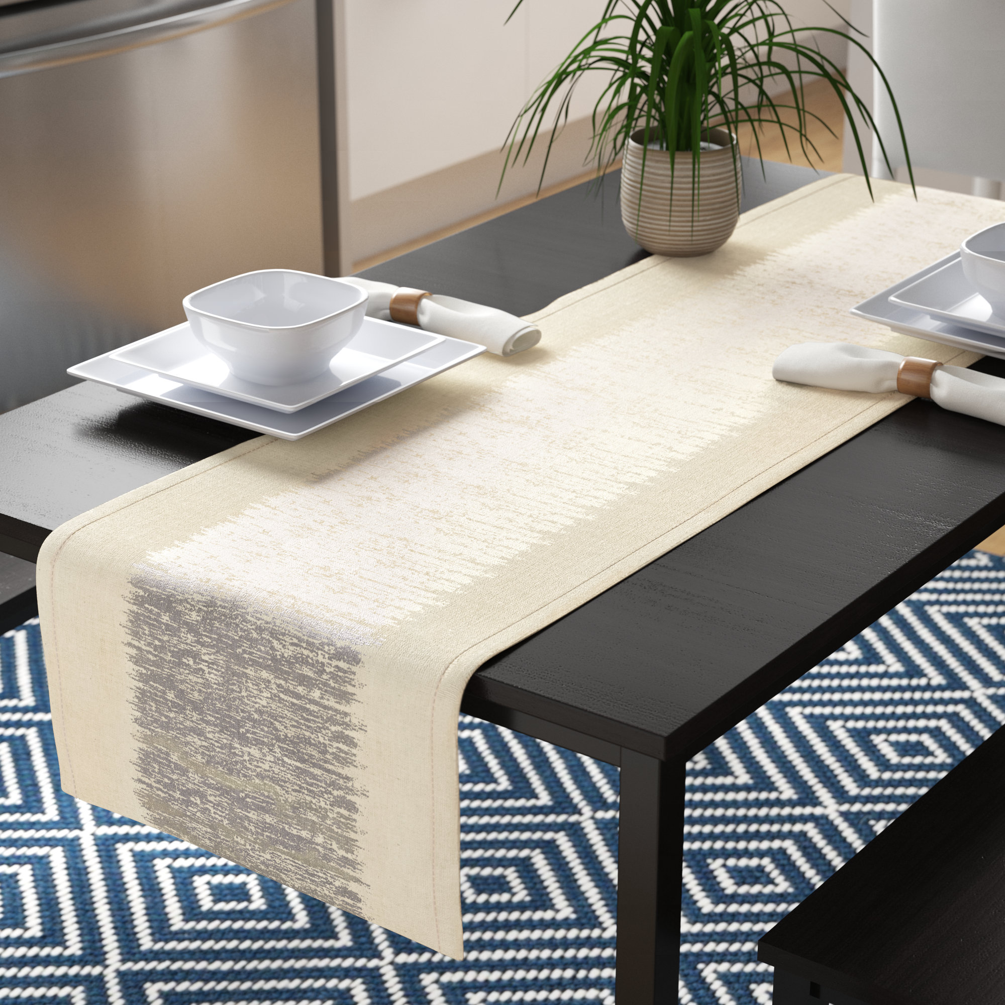 Wrought Studio Villarreal Banded Table Runner & Reviews | Wayfair