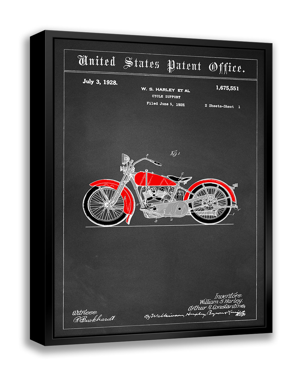 ATX Art Group LLC Harley Davidson Motorcycle - Floater Frame Print on ...