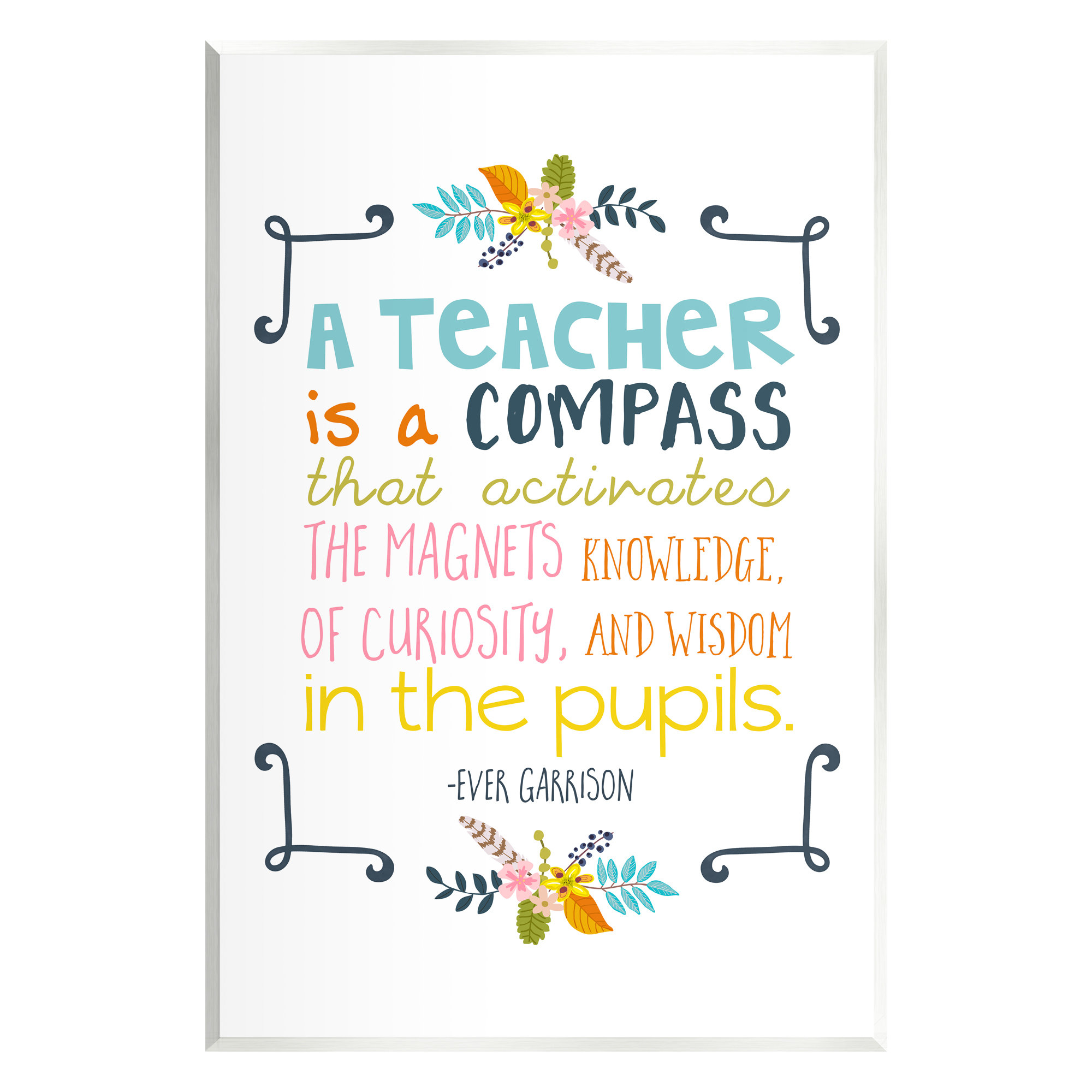 Stupell Industries Teacher Is a Compass Inspiring Phrase by Ashley ...