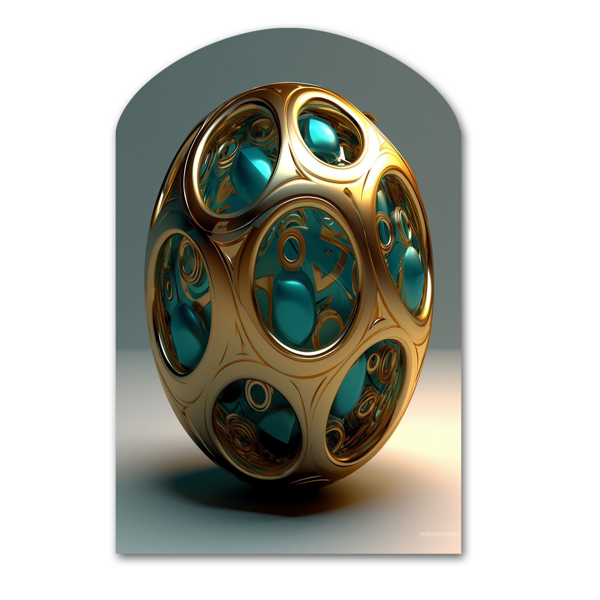 Design Art Confronting Infinity 3D Turquoise Gold Sphere II - Abstract ...