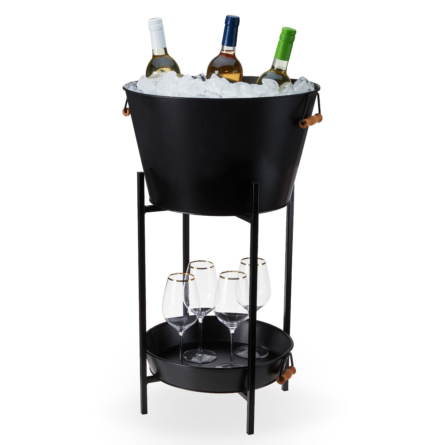 Hokku Designs Black Beverage Tub With Collapsible Stand, Large Metal ...