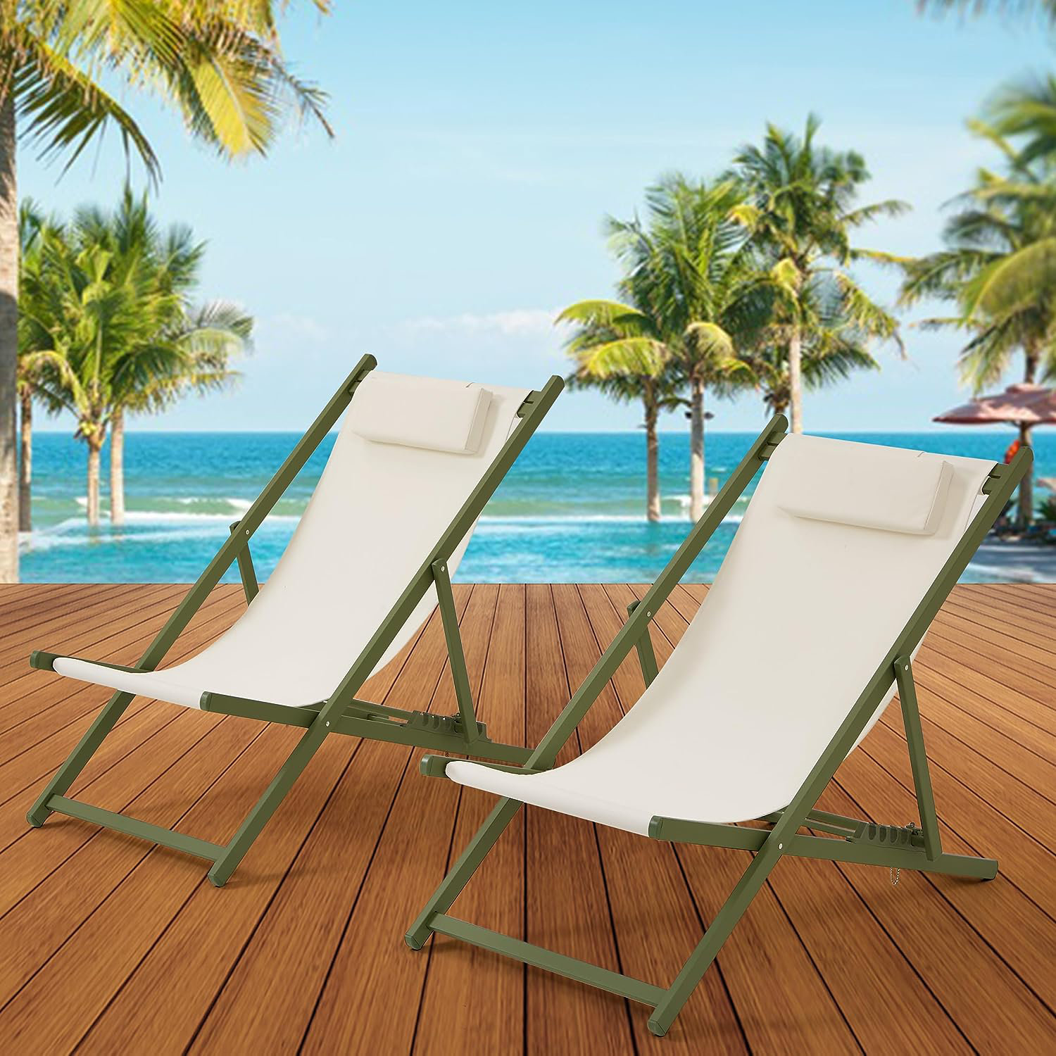 Arlmont & Co. Oca Outdoor Folding Deck Chairs (Set of 2) | Wayfair