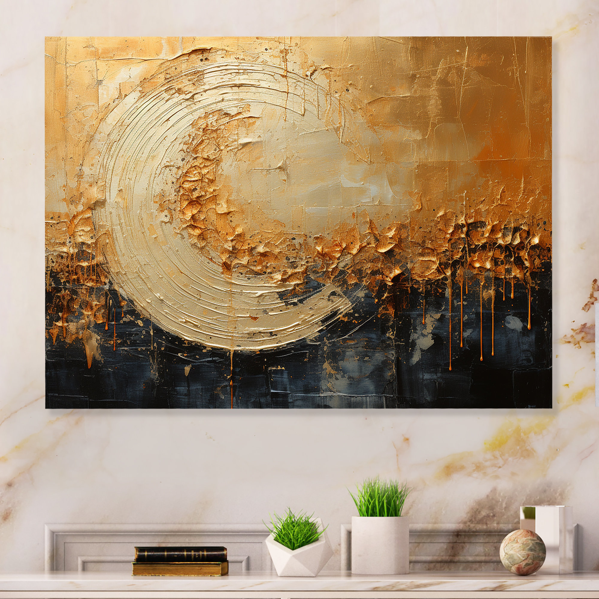 Ivy Bronx " Gold Glimmering Moon Magic I " on | Wayfair