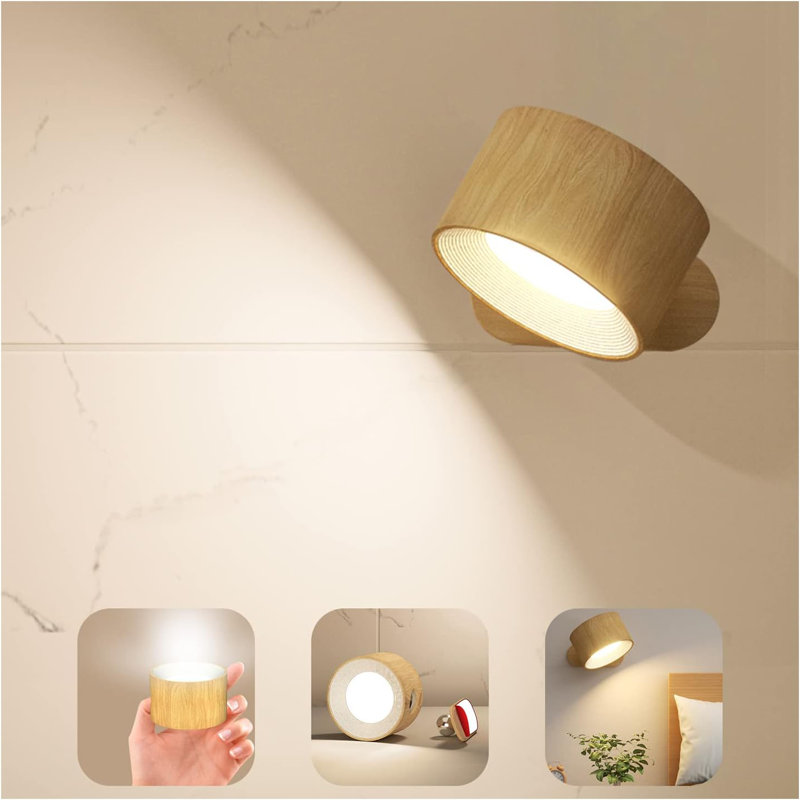 Ebern Designs Wall Mounted Lamps with Rechargeable Battery Operated USB ...