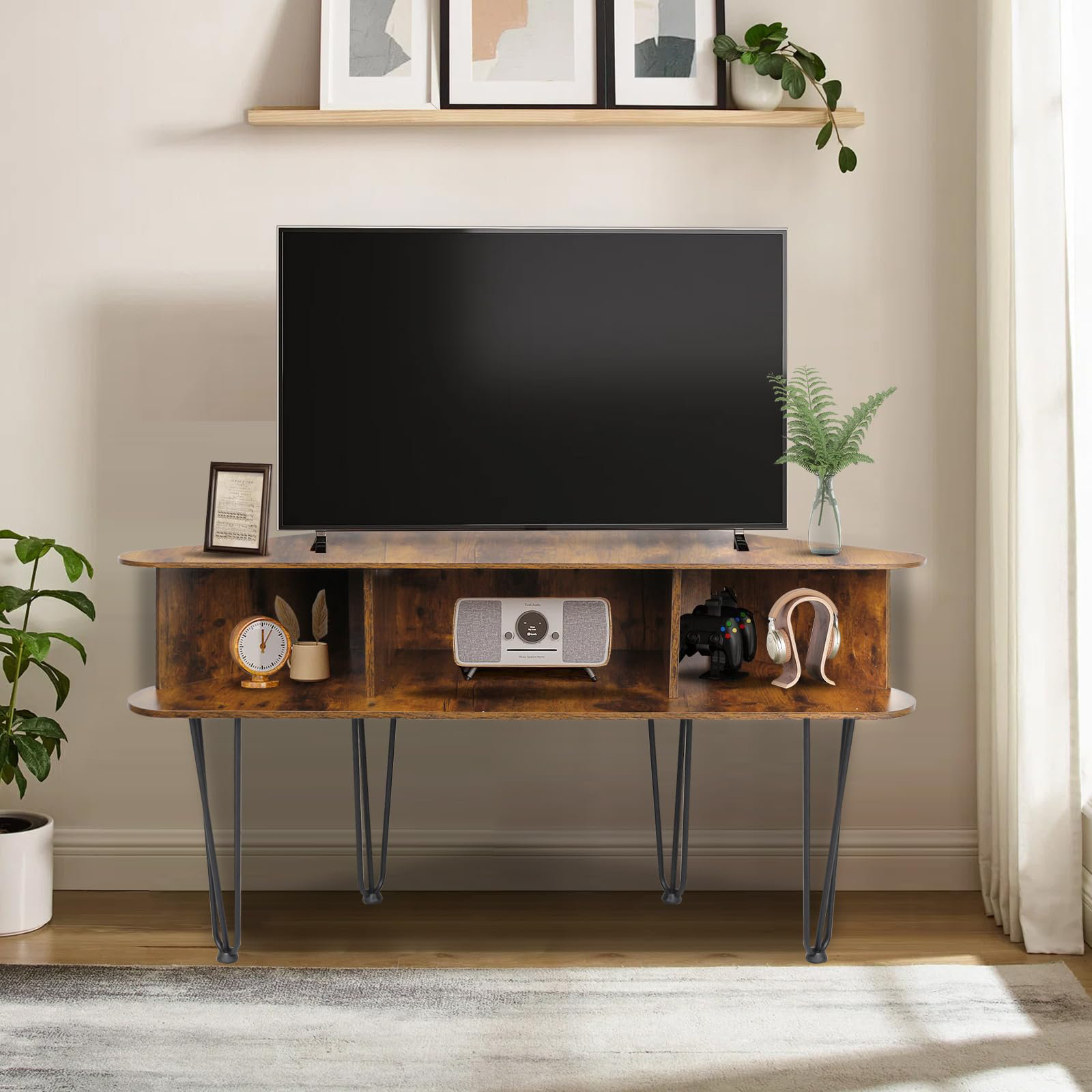17 Stories Corner TV Stand With 3 Open Divided Storage, Corner TV ...