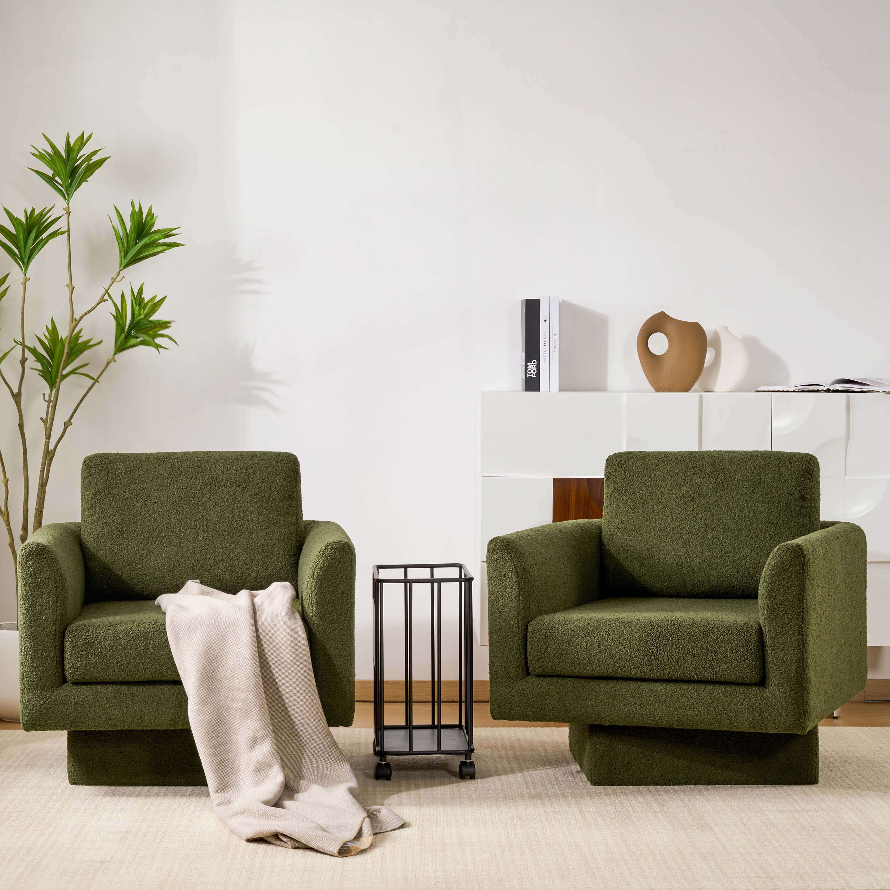 Corrigan Studio® Teddy Fabric 360° Swivel Chair,2-Piece | Wayfair