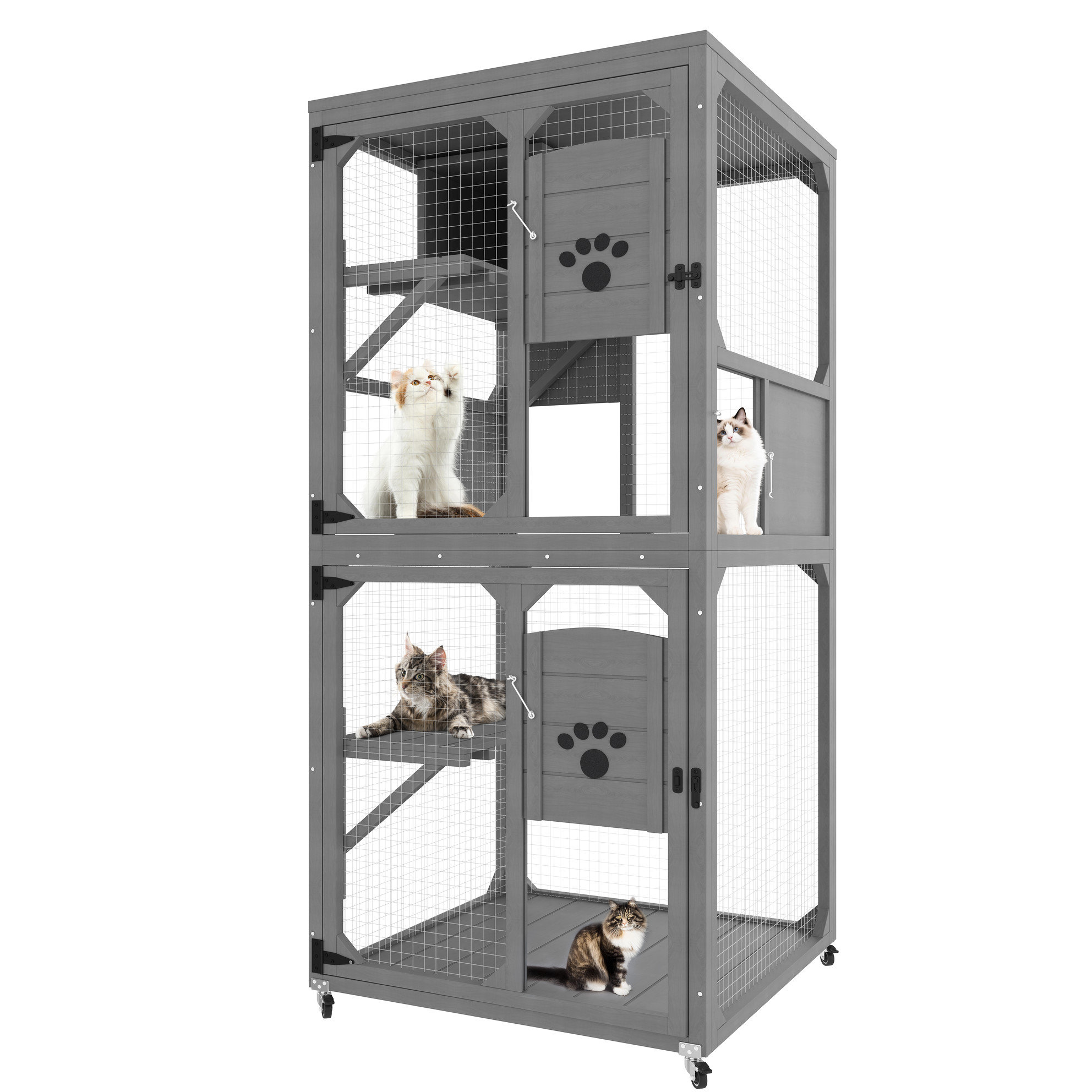 One Allium Way® Outdoor Cat With 4 , Window Access, Wheels, And Pine ...