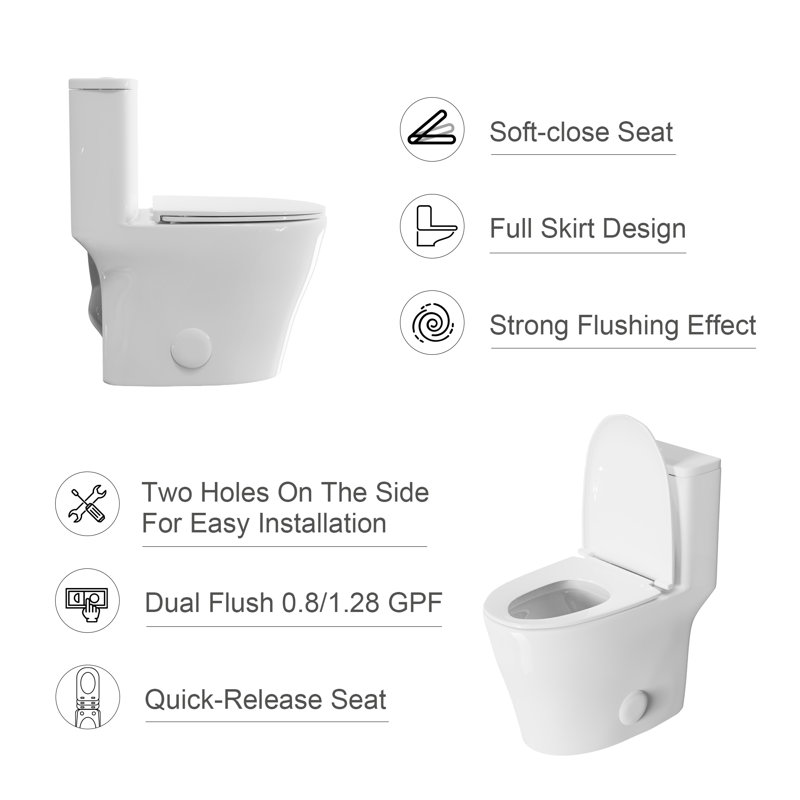 SUPERFLO Elongated Modern Toilet with Comfort Seat Height 17.3 ...