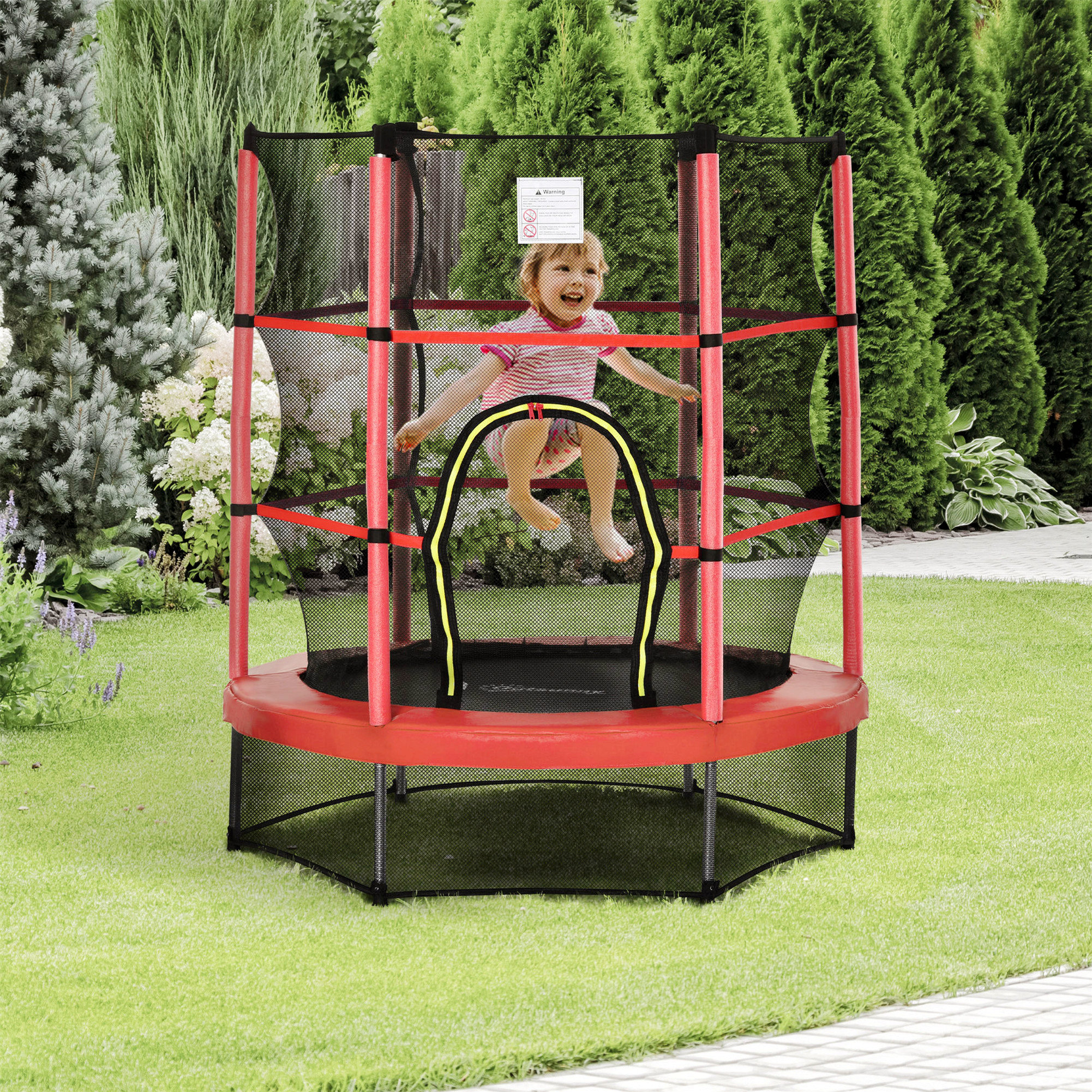 Creationstry Trampoline with Enclosure Net Steel Frame,Easy ...