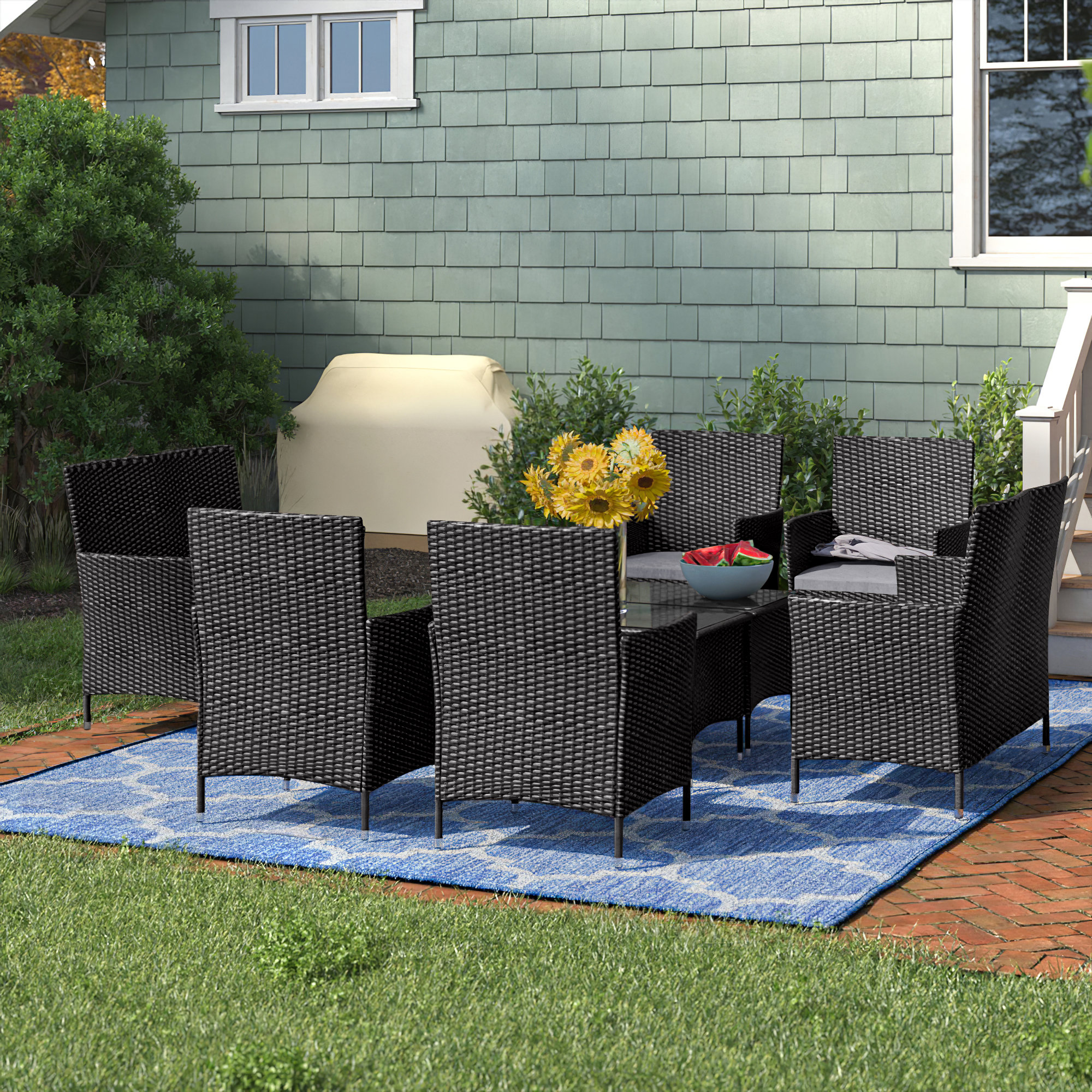 Red Barrel Studio® 8 Piece Rattan Sofa Seating Group with Cushions ...