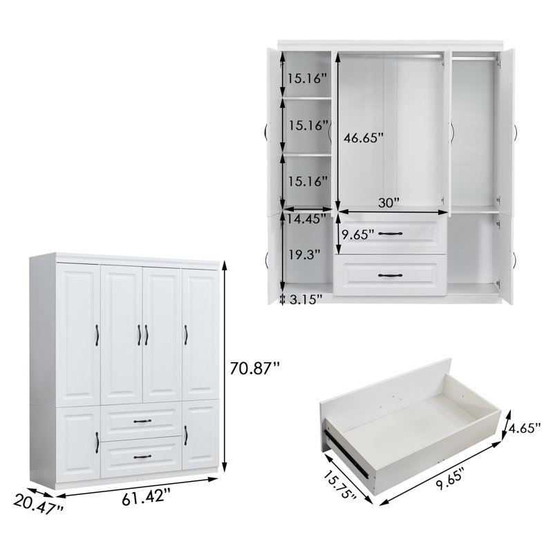 Latitude Run® Vianna White Modern Armoire with Soft-Close Doors — MDF ...