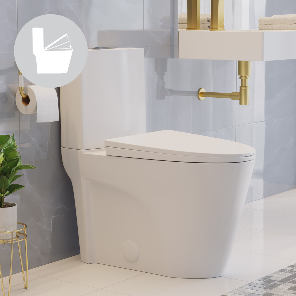 Swiss Madison St. Tropez Two-Piece Elongated Toilet Vortex Dual-Flush 1 ...