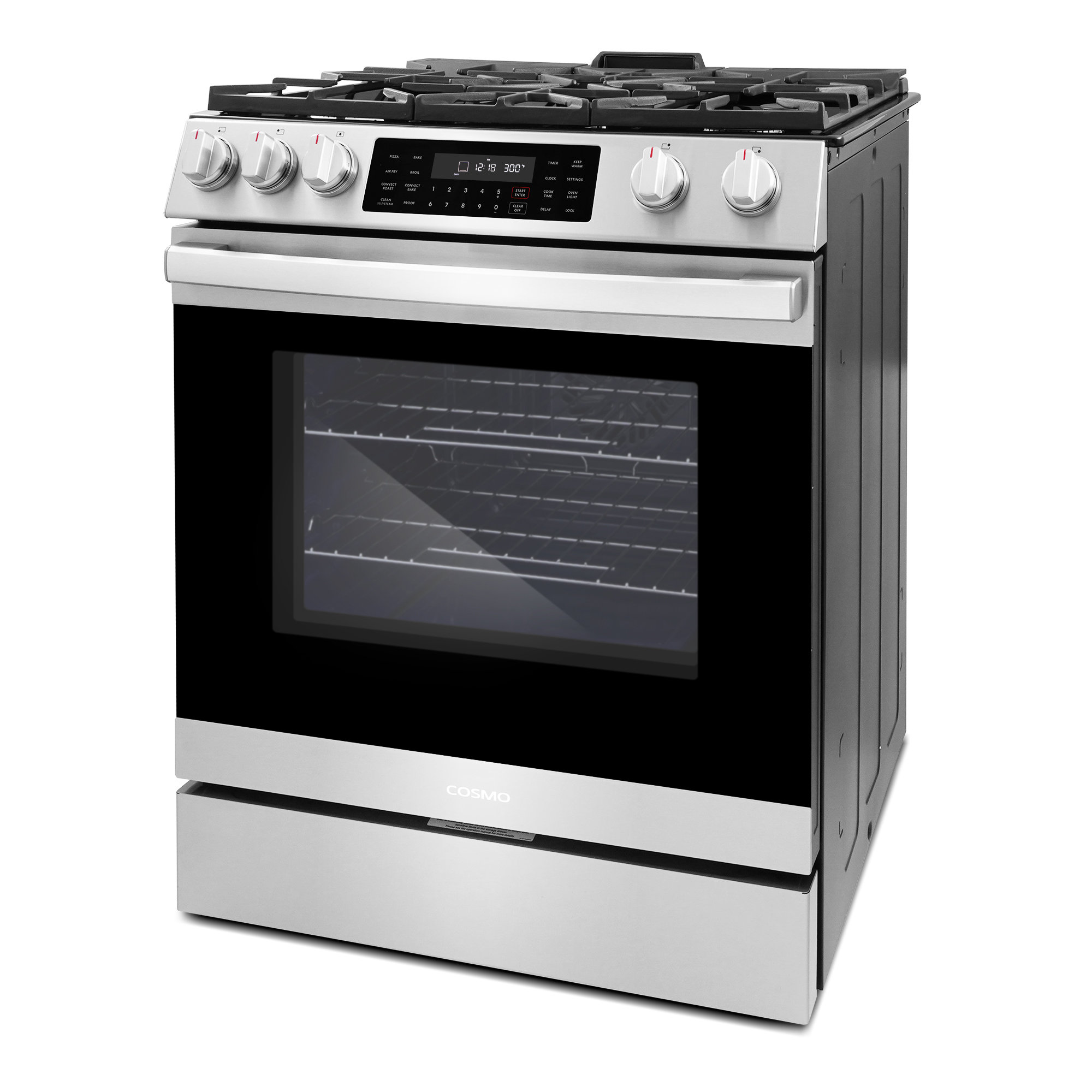Cosmo 30 in. Lumin Collection 6.1 cu. ft. Gas Range with 5 Burners ...