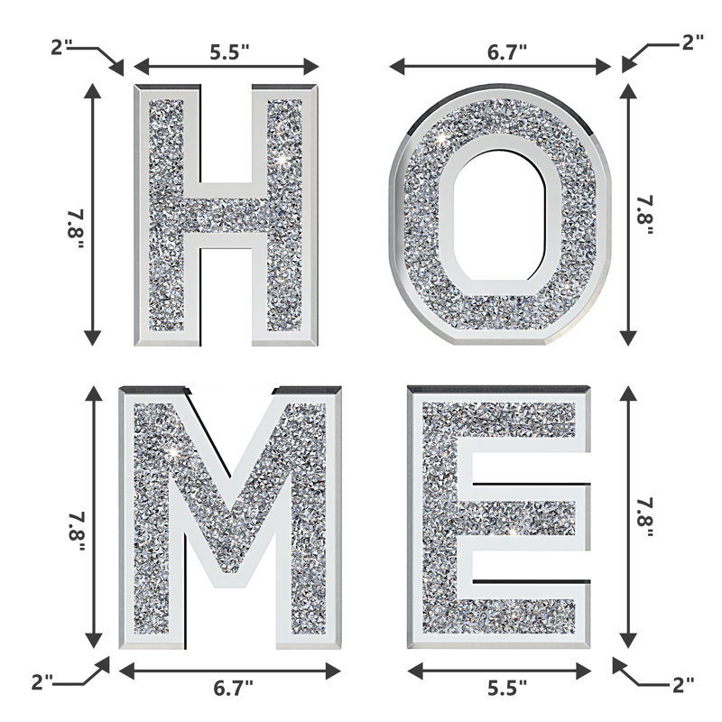 Everly Quinn Elvert 4 Piece Handmade Mirror Letters Wall Décor Set ...