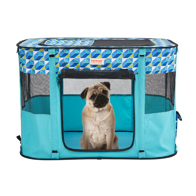 VEVOR 24'' H 4 Panel Fabric Exercise Pen With Pet Door | Wayfair