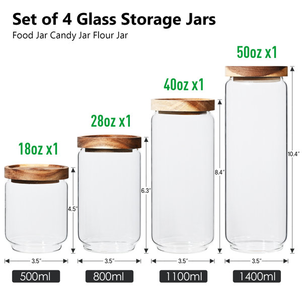 Gracie Oaks Glass Food 4 Piece Storage Jar Set & Reviews | Wayfair