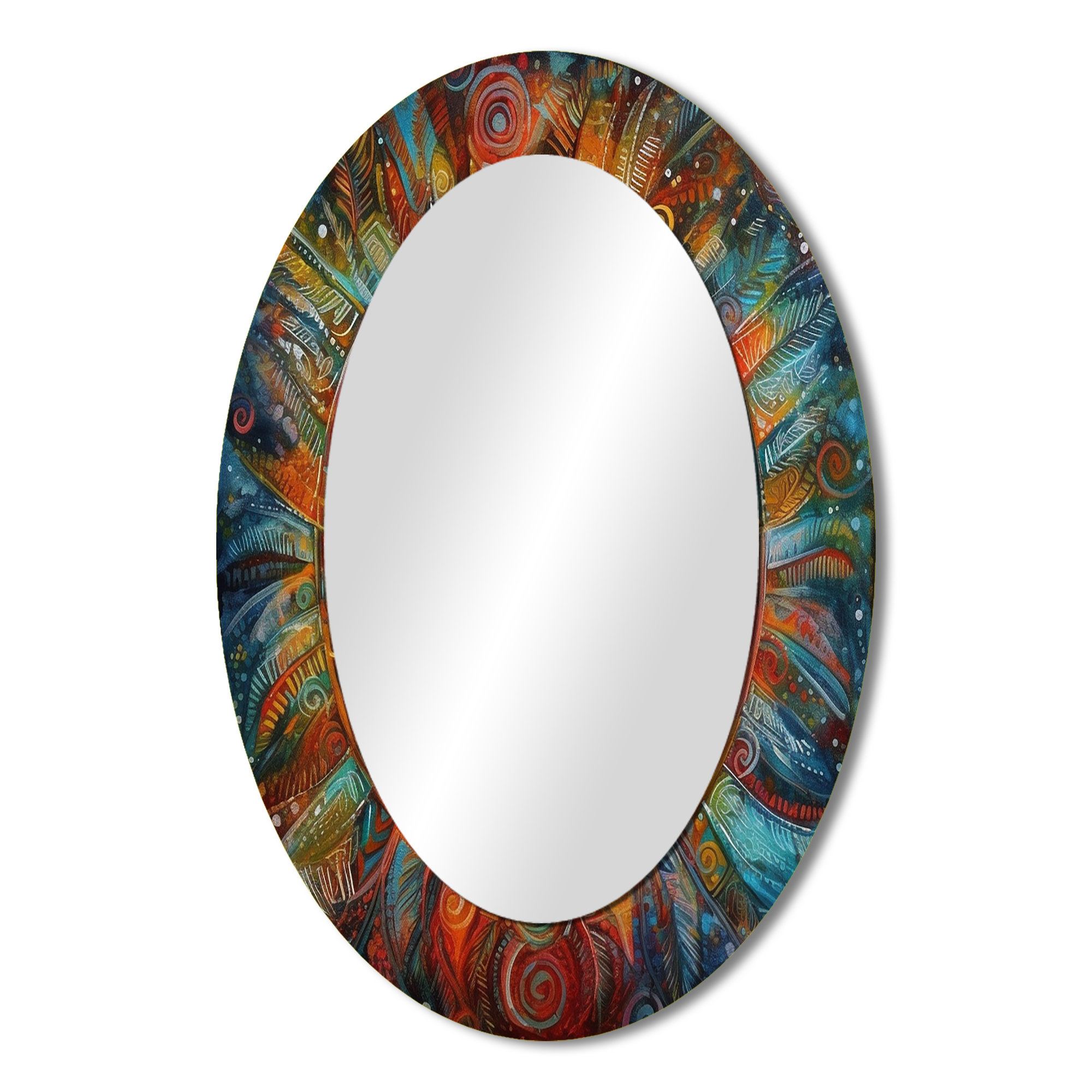 Dakota Fields Abstract Spiritual Shamanic Art - Multi-Color Modern Oval ...