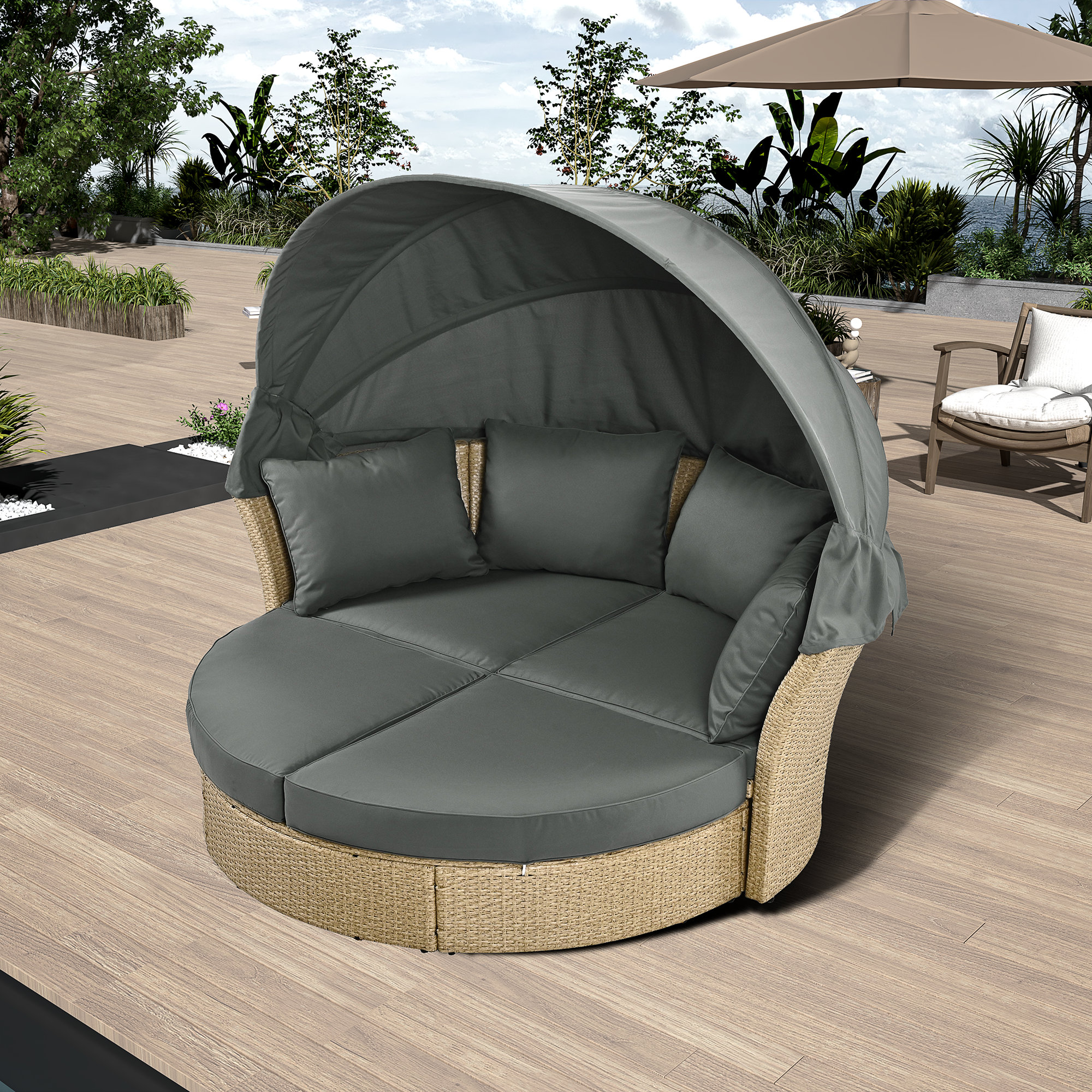 Latitude Run® Debro 69.83'' Wide Outdoor Curved Patio Daybed with ...