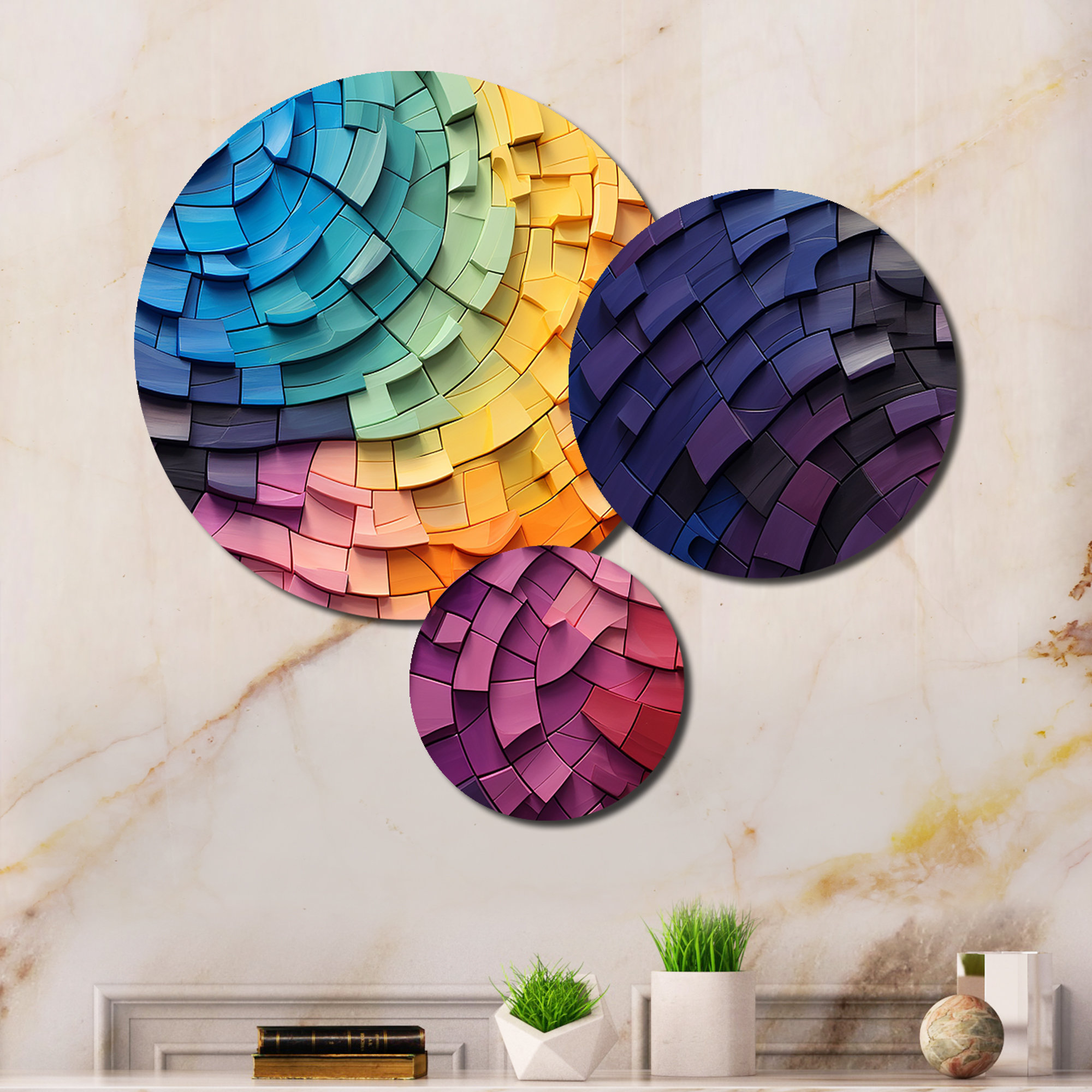 Ivy Bronx Abstract Rainbow Colorful Arch Collage - Modern Metal Wall ...