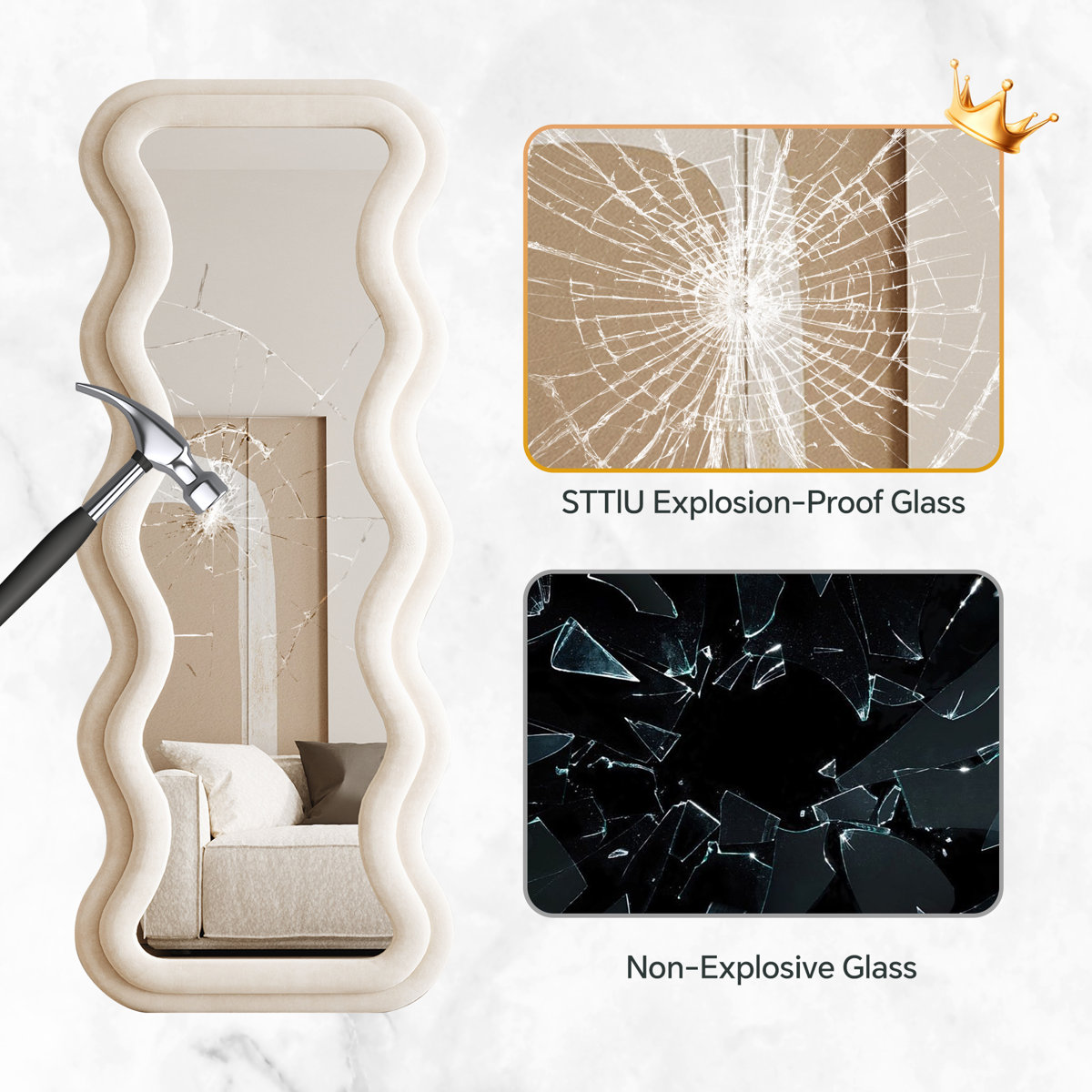 Wade Logan Chezky Full Length Mirror 63"X24", Irregular Wavy Mirror ...