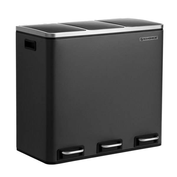 Songmics Steel Step On Multi-Compartment Rubbish & Recycling Bin - 54L ...