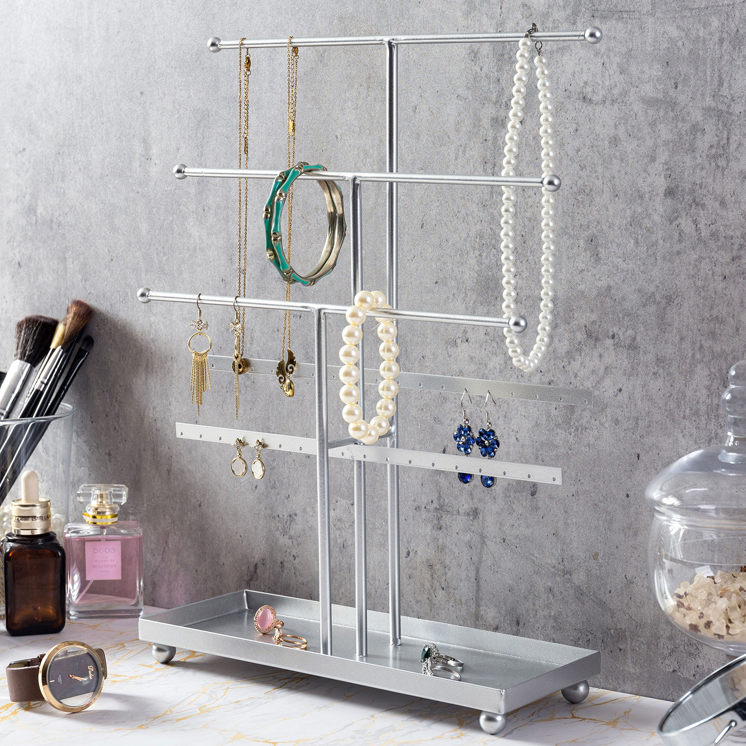 Rebrilliant 5 Tier T Bar Jewellery Stand with Tray - Wayfair Canada