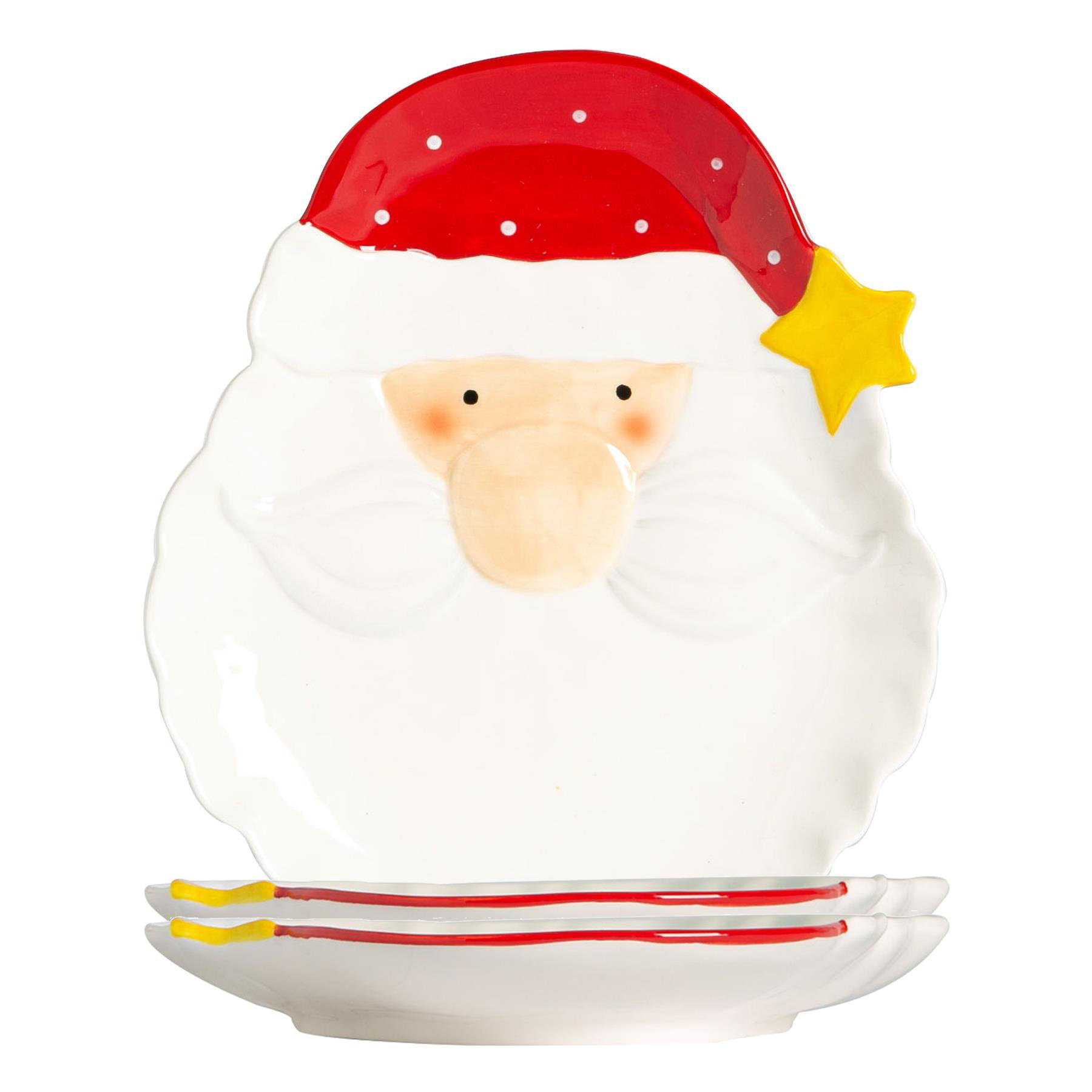 Nicola Spring - Father Christmas Serving Plates - 21 x 24.5cm - White ...