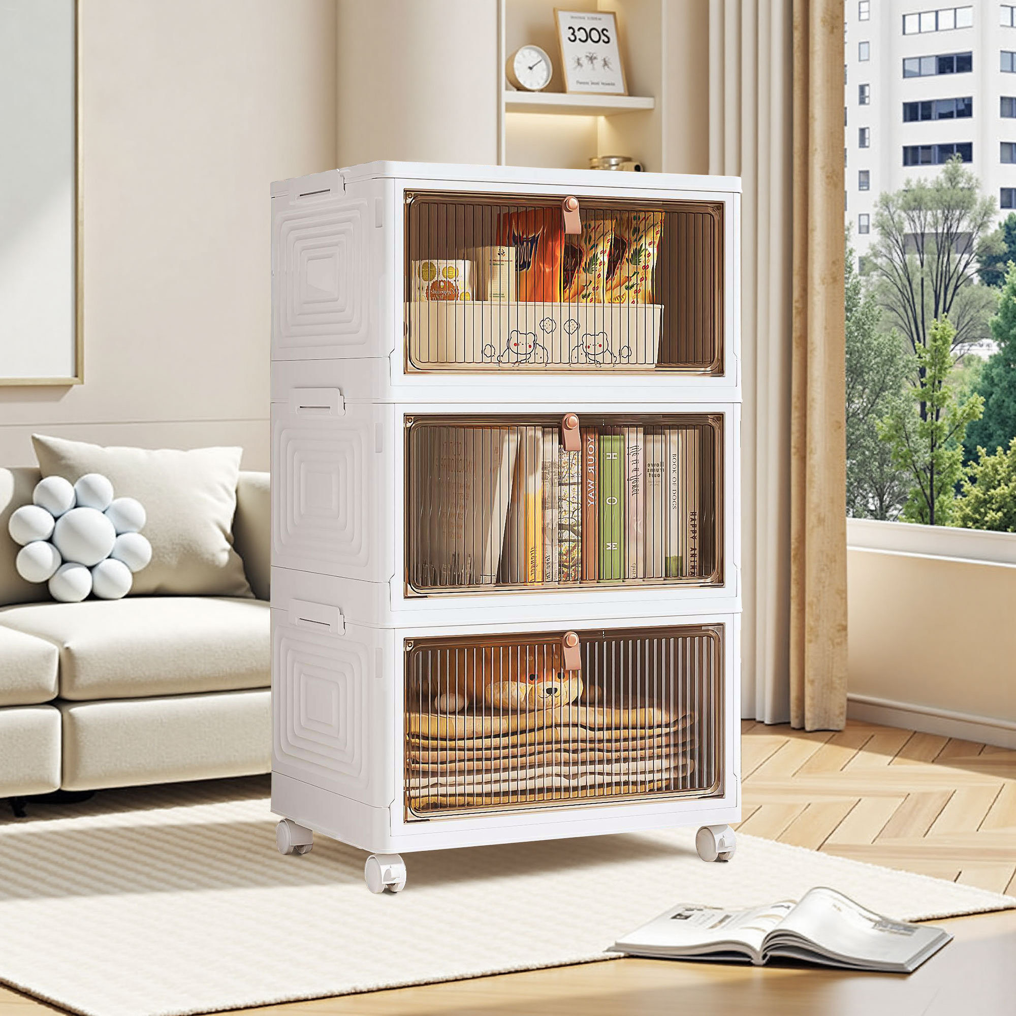 Rebrilliant Canas Plastic Foldable Stackable Storage Bin Double Door ...