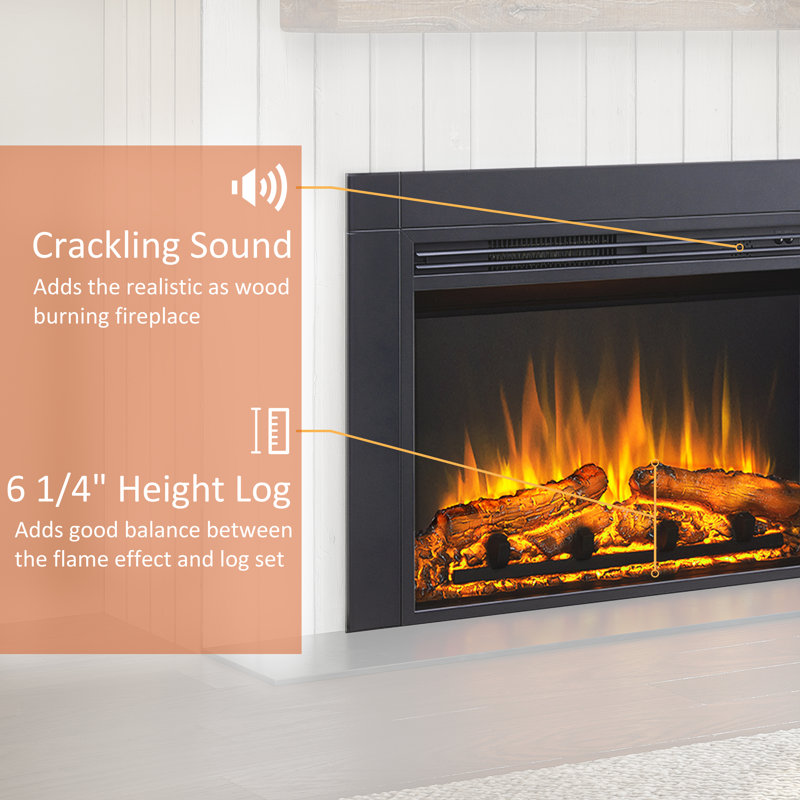 Symple Stuff Siddhesh 32" W Fireplace Insert with Adjustable Color ...