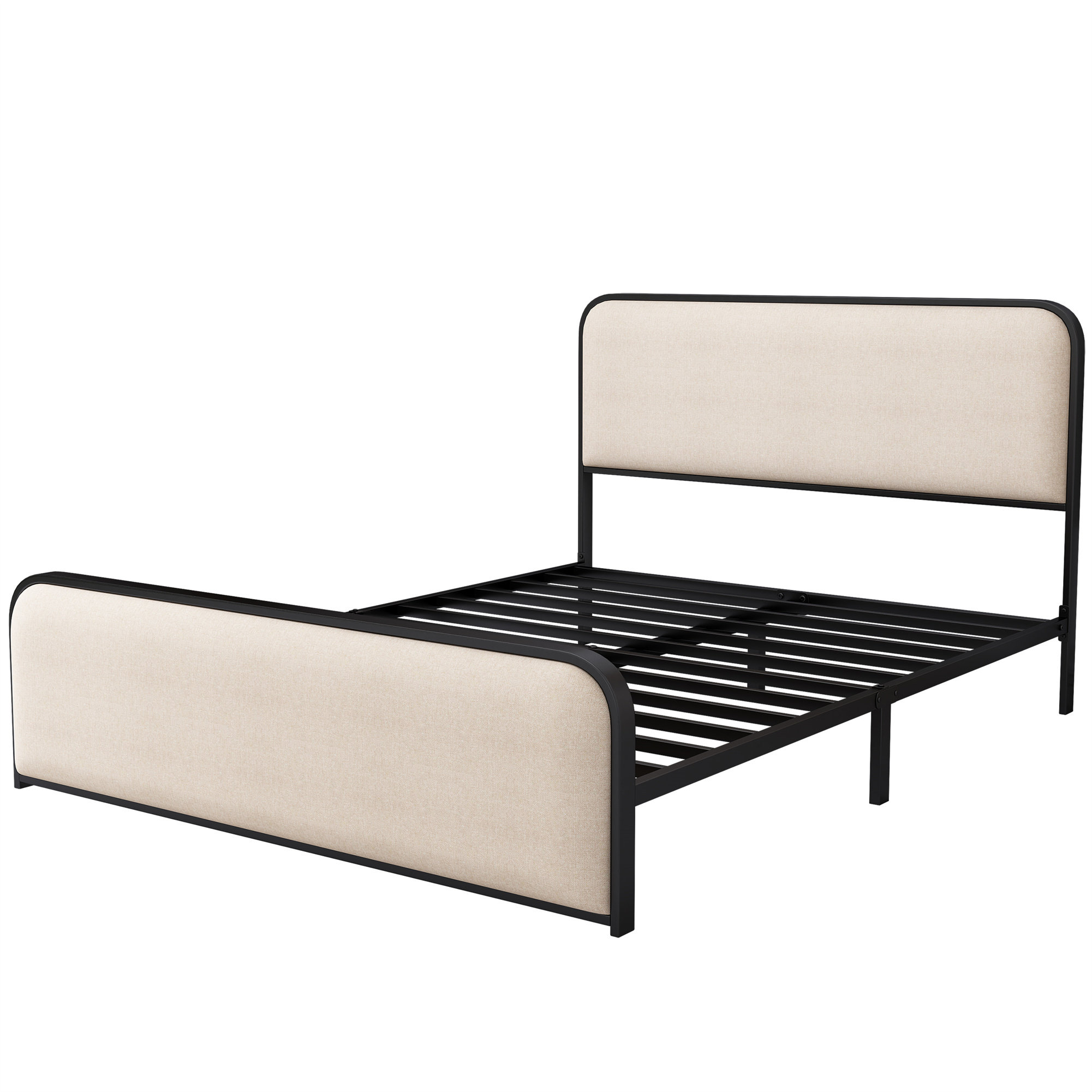Latitude Run® Bed Frame With Curved Upholstered Headboard And Footboard ...