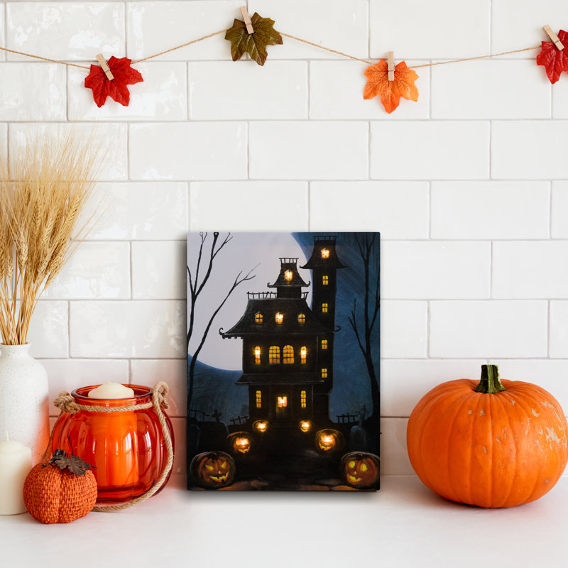 The Holiday Aisle® Haunted Mansion - Wrapped Canvas Print | Wayfair