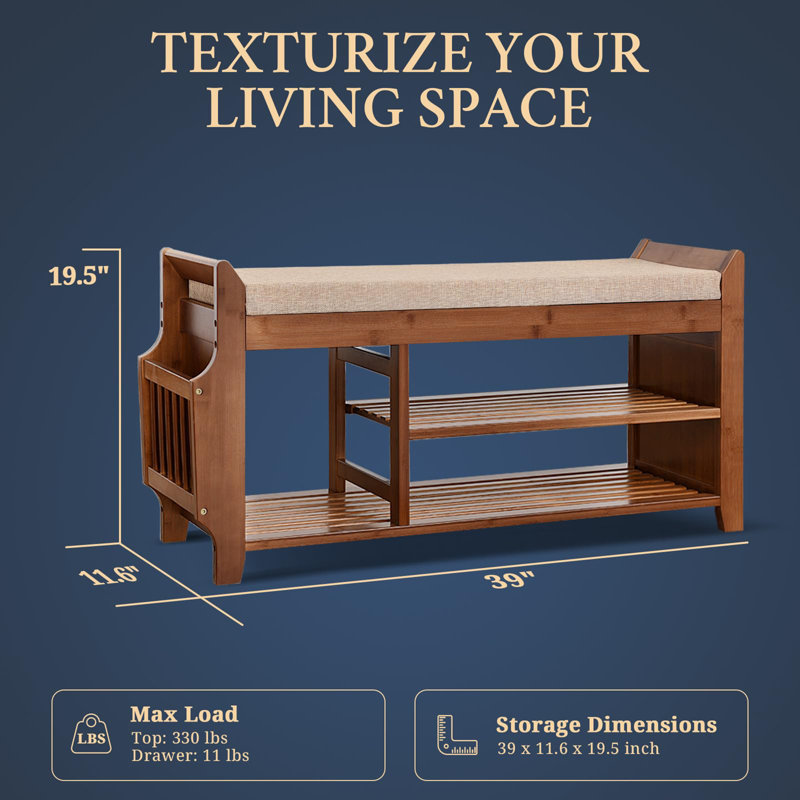 Loon Peak® 39" Wide Bamboo Shoe Bench | Wayfair