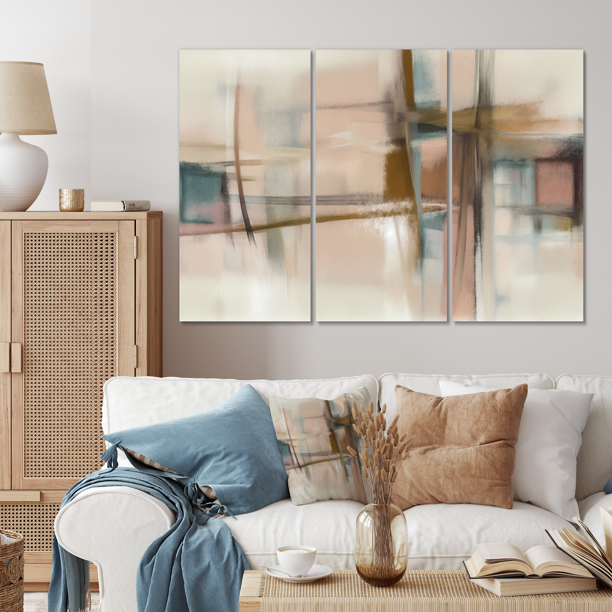 Design Art Familiarity Minimal Abstract Retro Pink Pastel IV - Abstract ...