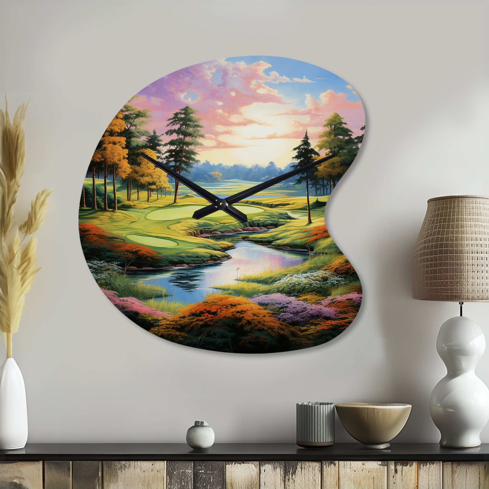 Design Art Golf Enchanted Greens - Irregular Shape Modern Metal Clocks ...