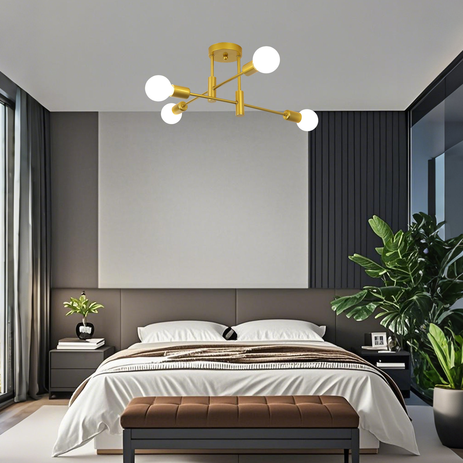 George Oliver Semi Recessed Ceiling Light, 4 Lights Modern Industrial ...