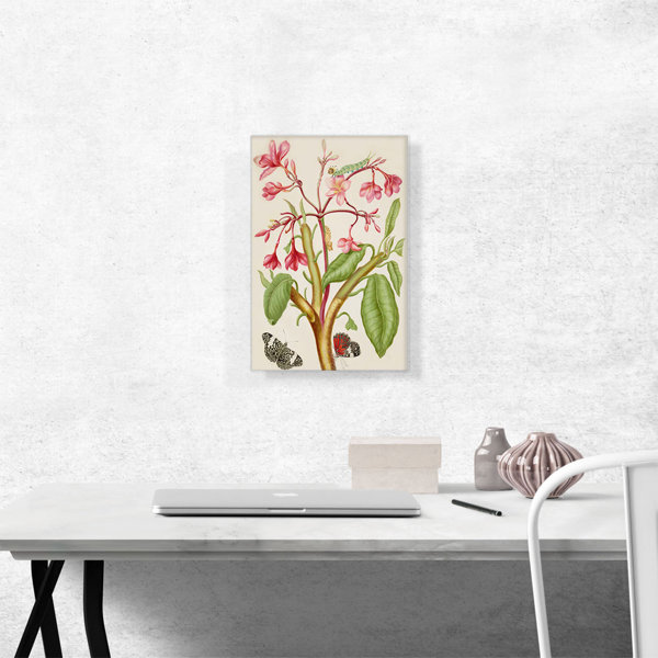 ARTCANVAS Frangipani Plant With Red Cracker Butterfly 1702 Canvas Art ...