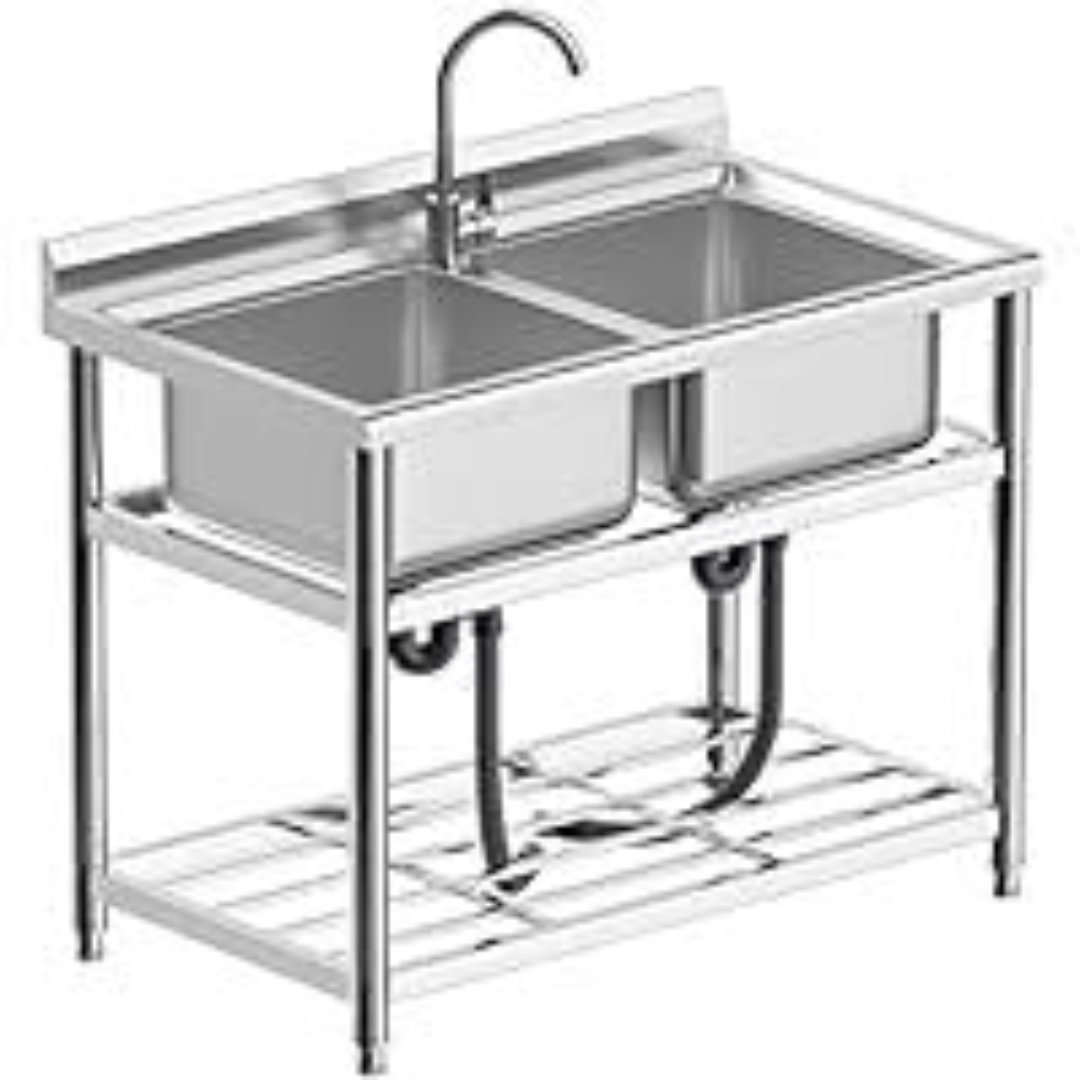 babevy Stainless Steel Utility Sink - Free Standing Double Bowl | Wayfair