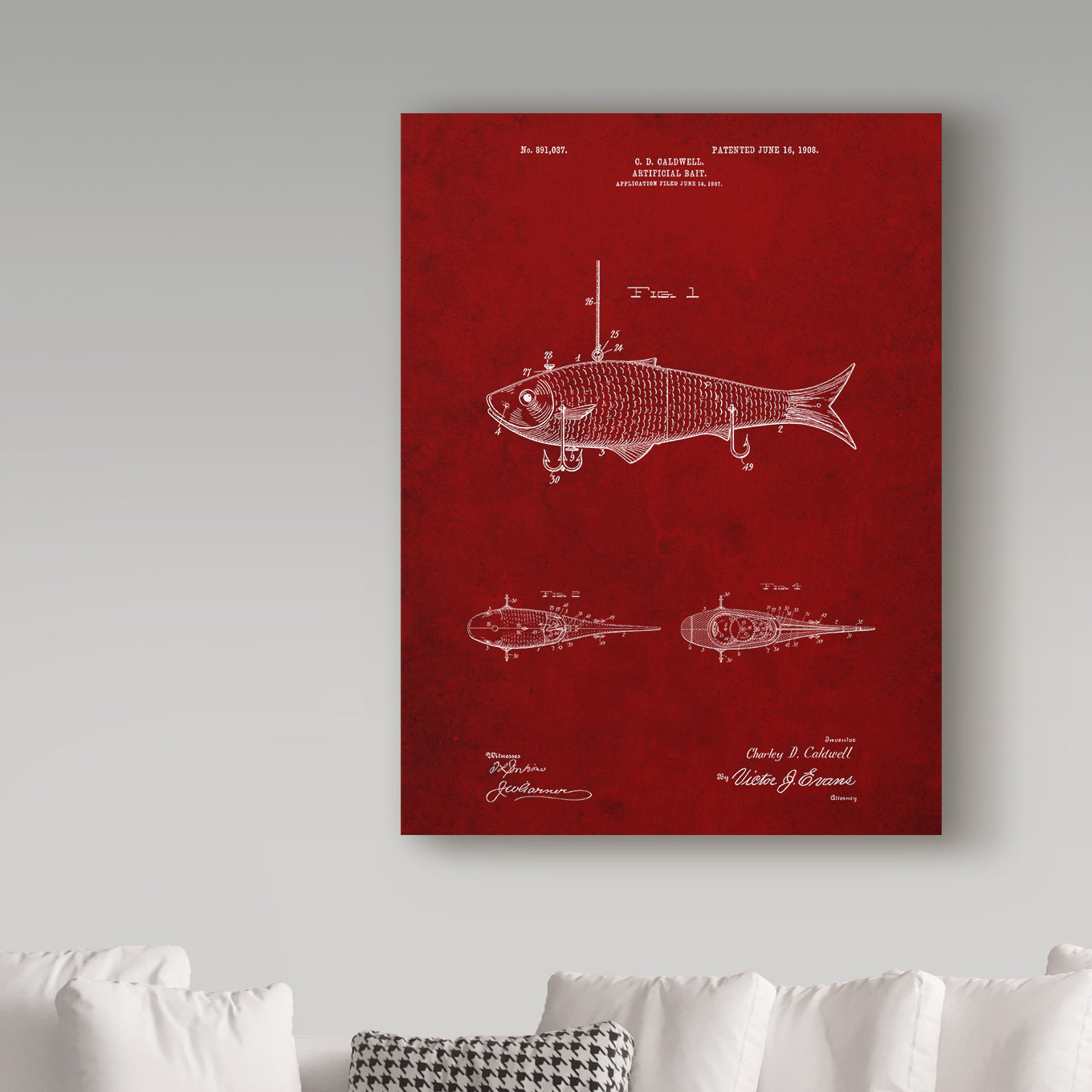 Trademark Fine Art 'Fishing Lure' Drawing Print on Wrapped Canvas ...