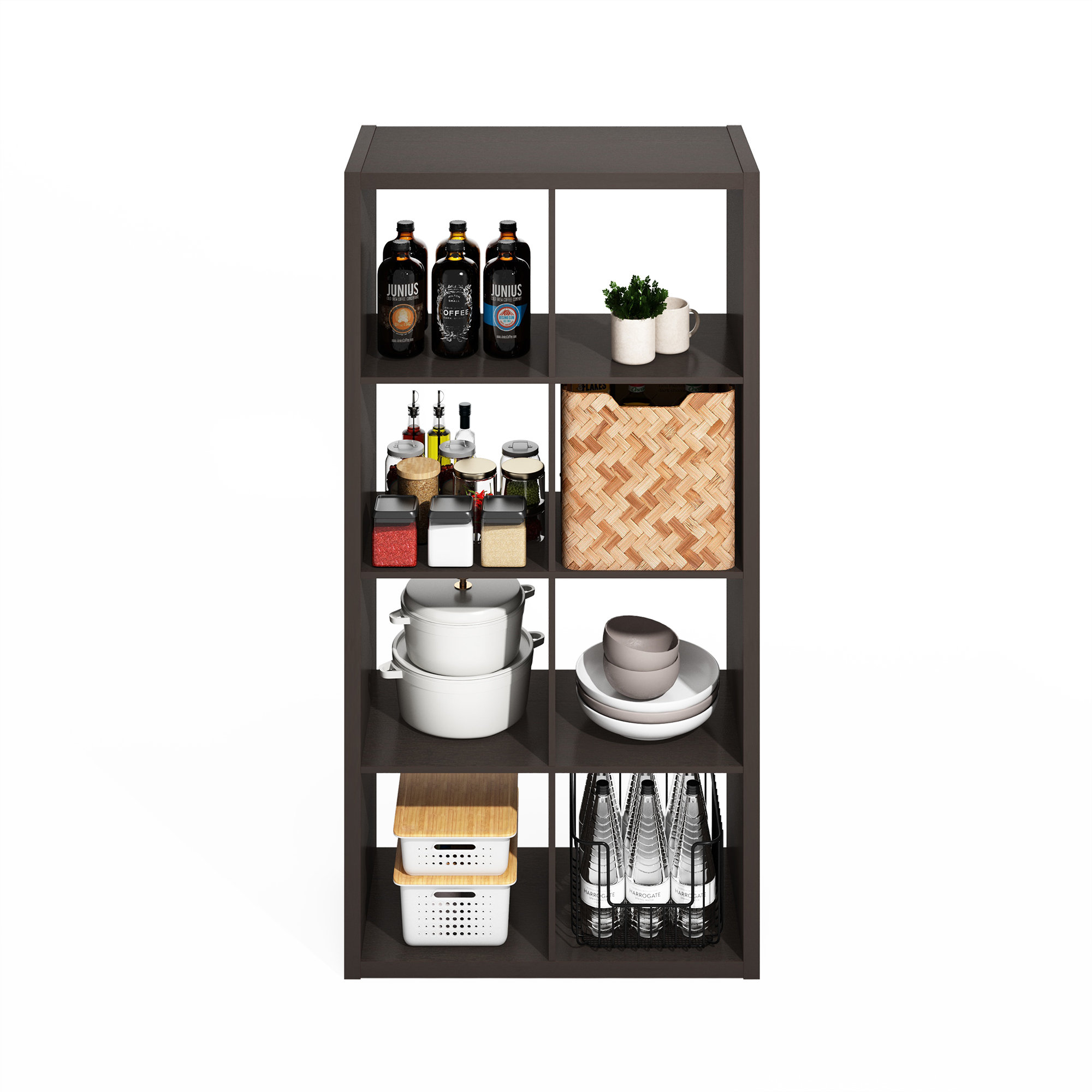 Ebern Designs Minni 8-Cube Open Shelves Kitchen Storage, Bakers Rack ...