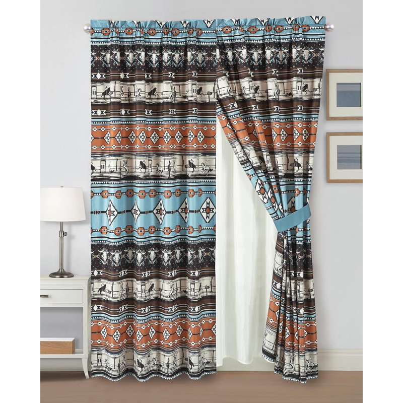Chezmoi Collection Boone Southwestern Cowboys Window Curtain Set | Wayfair
