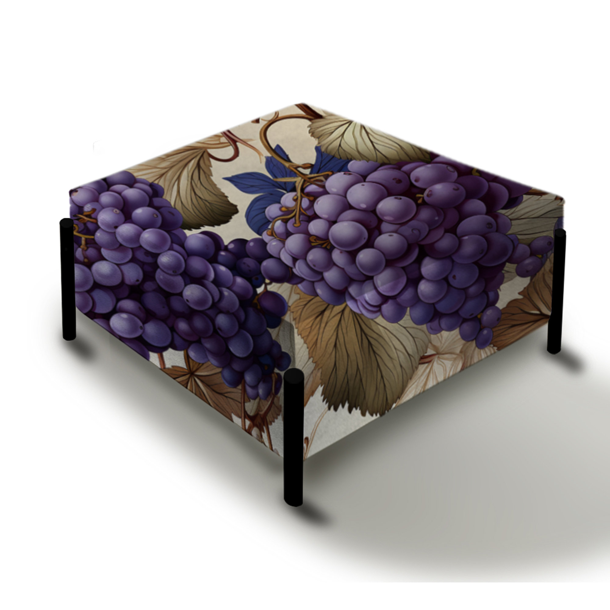 Design Art Purple Tuscan Vineyard Vines - Floral Large Square Ottoman ...