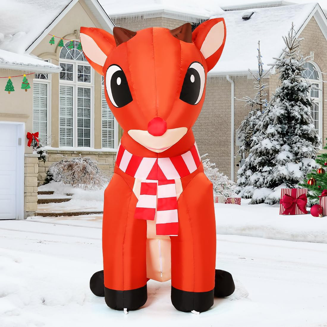 GOOSH Christmas Inflatable 4 Ft Christmas Reindeer Inflatable With ...