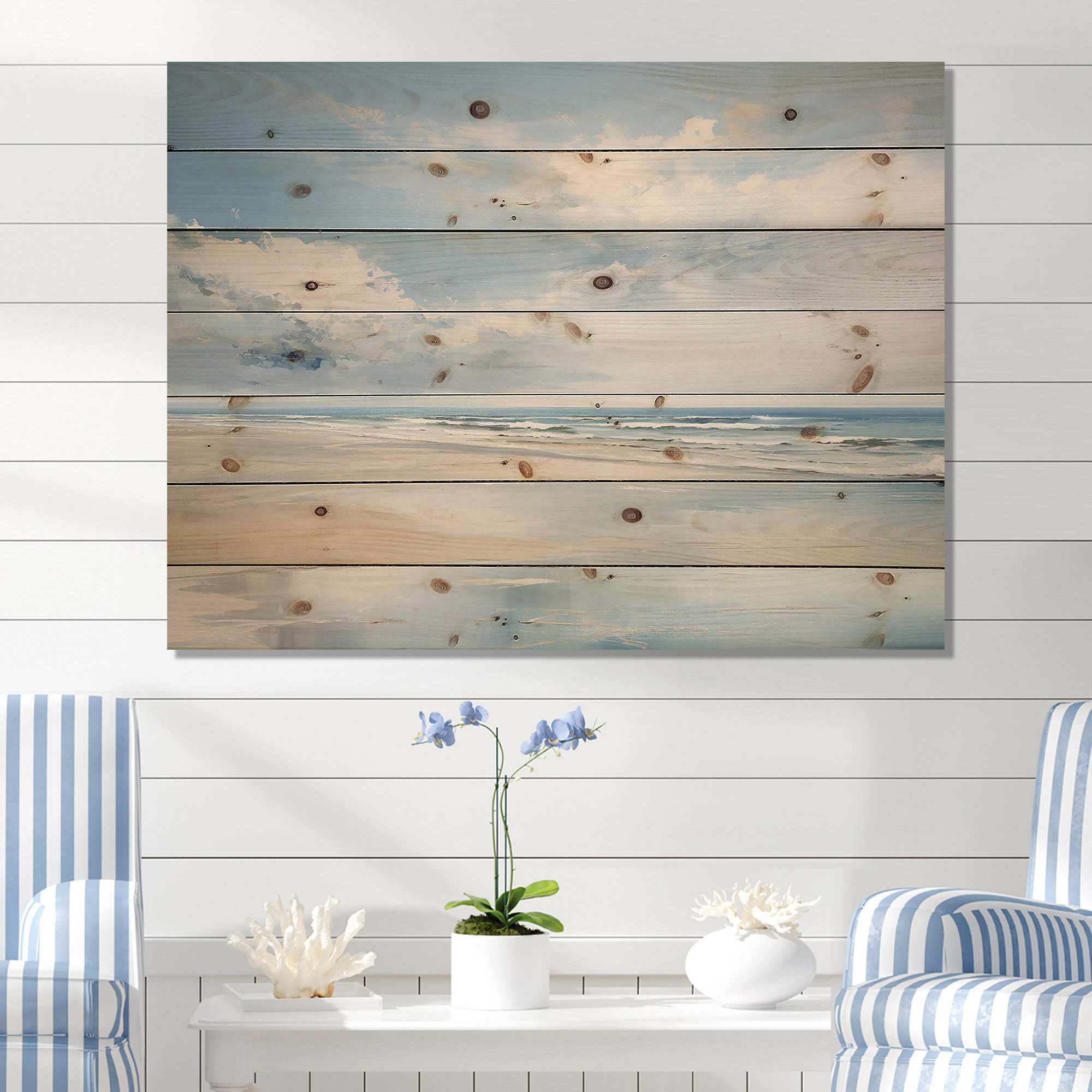 Design Art Coastal Beach Minimal Scenery II - Coastal Wood Wall Decor ...