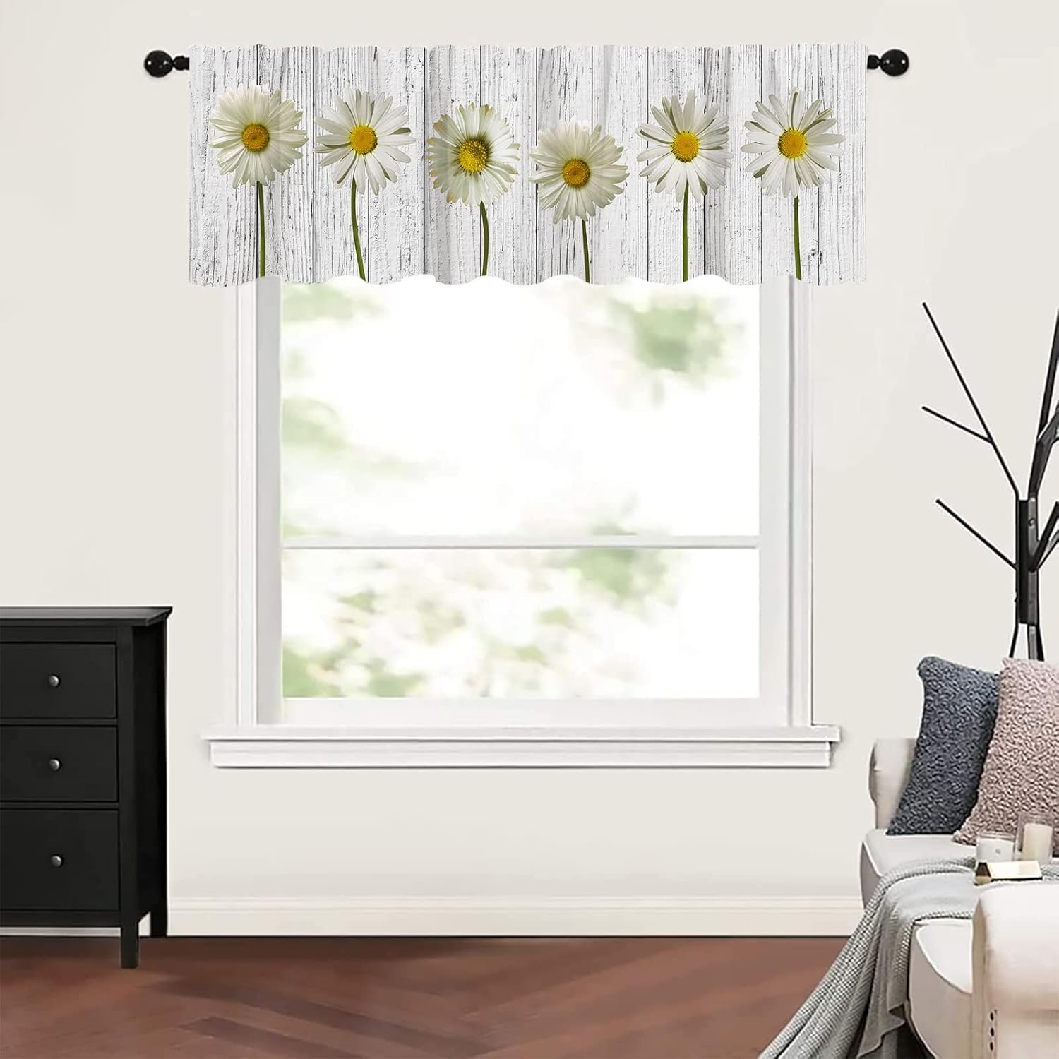 Tobran Kitchen Valances with Rod Pocket Window Treatments Short Curtain ...