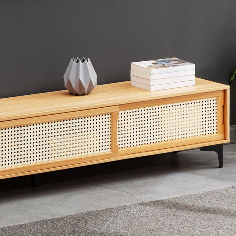 Bay Isle Home™ Bamboo TV Stand 3 Doors with Sliding Door, Modern ...