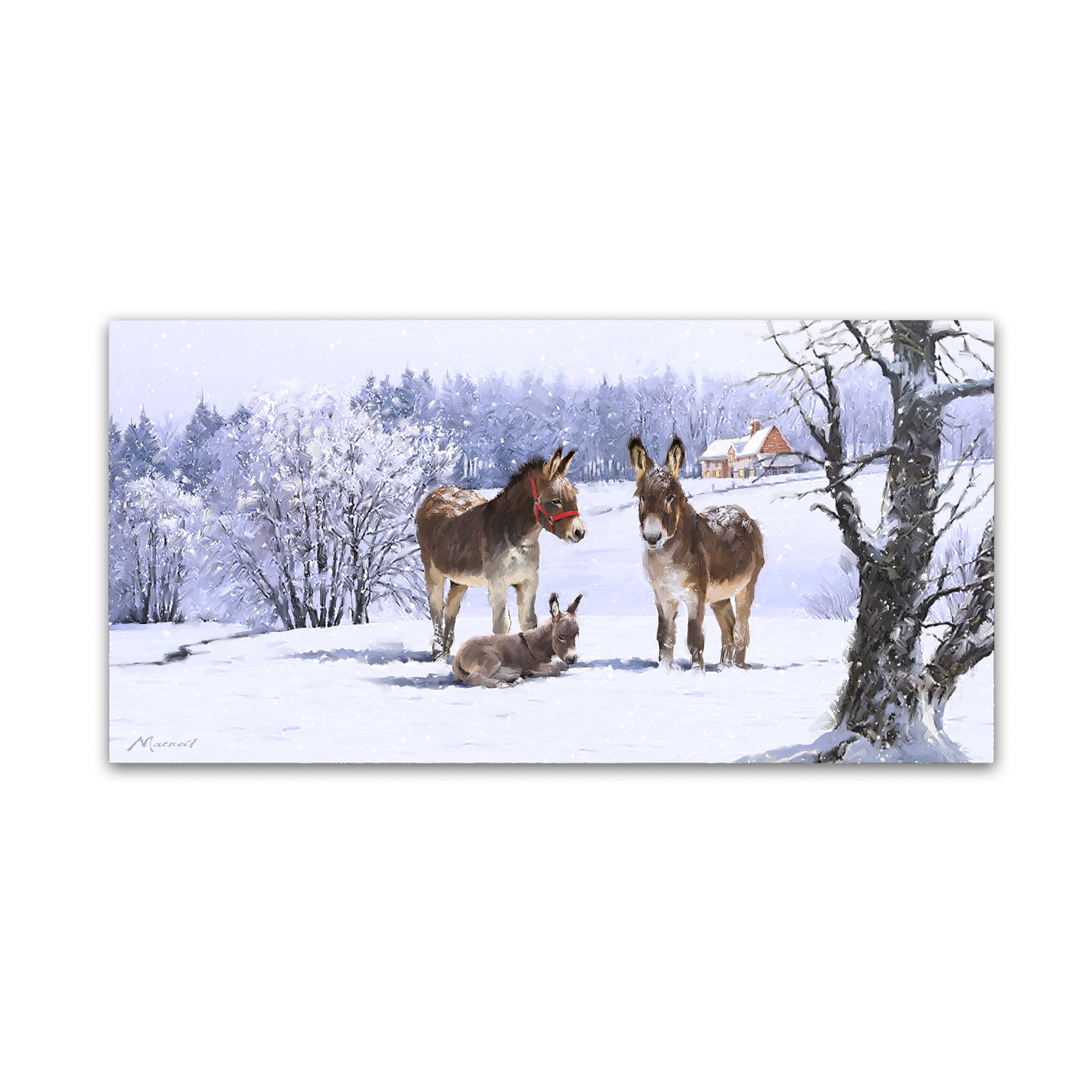 Red Barrel Studio® Armand 'Donkeys in Snow' Print on Canvas | Wayfair
